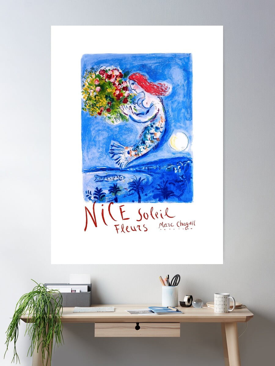 1962 France Marc Chagall Nice Soleil Fleurs Travel Poster Poster Wall ...