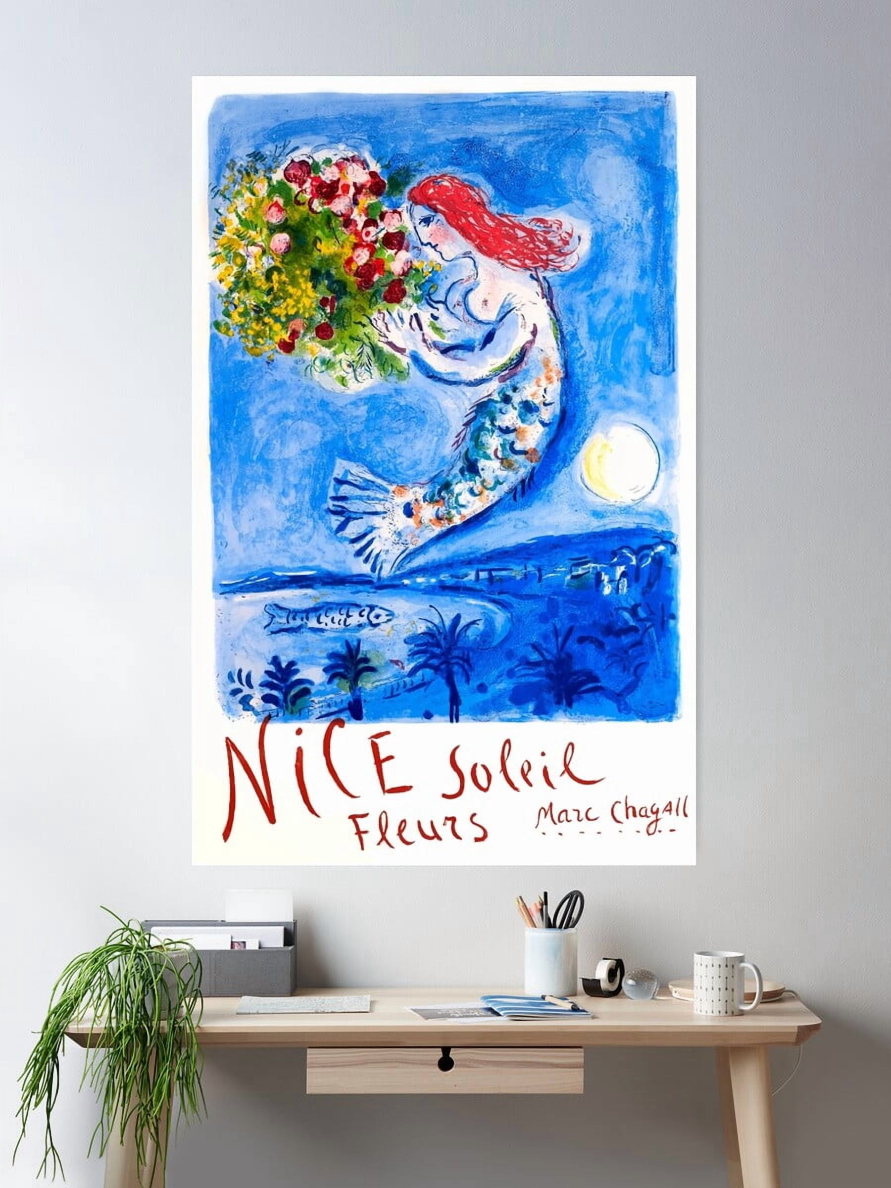 1962 Marc Chagall Nice Soleil Fleurs France Travel Poster Wall Art ...