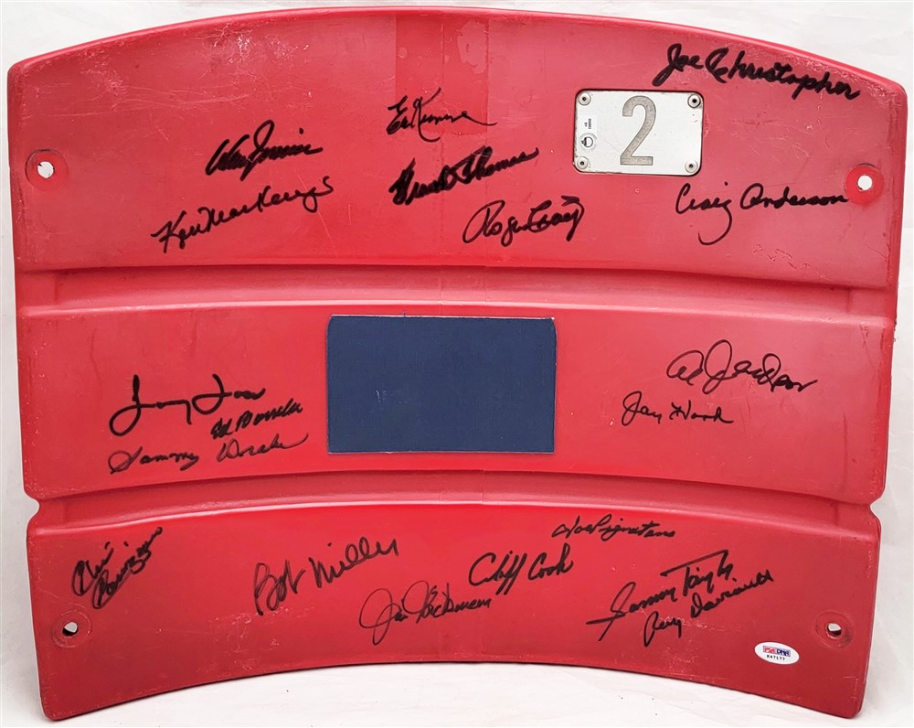 1962 New York Mets Team Autographed Red Seat Backing With 19 Signatures ...