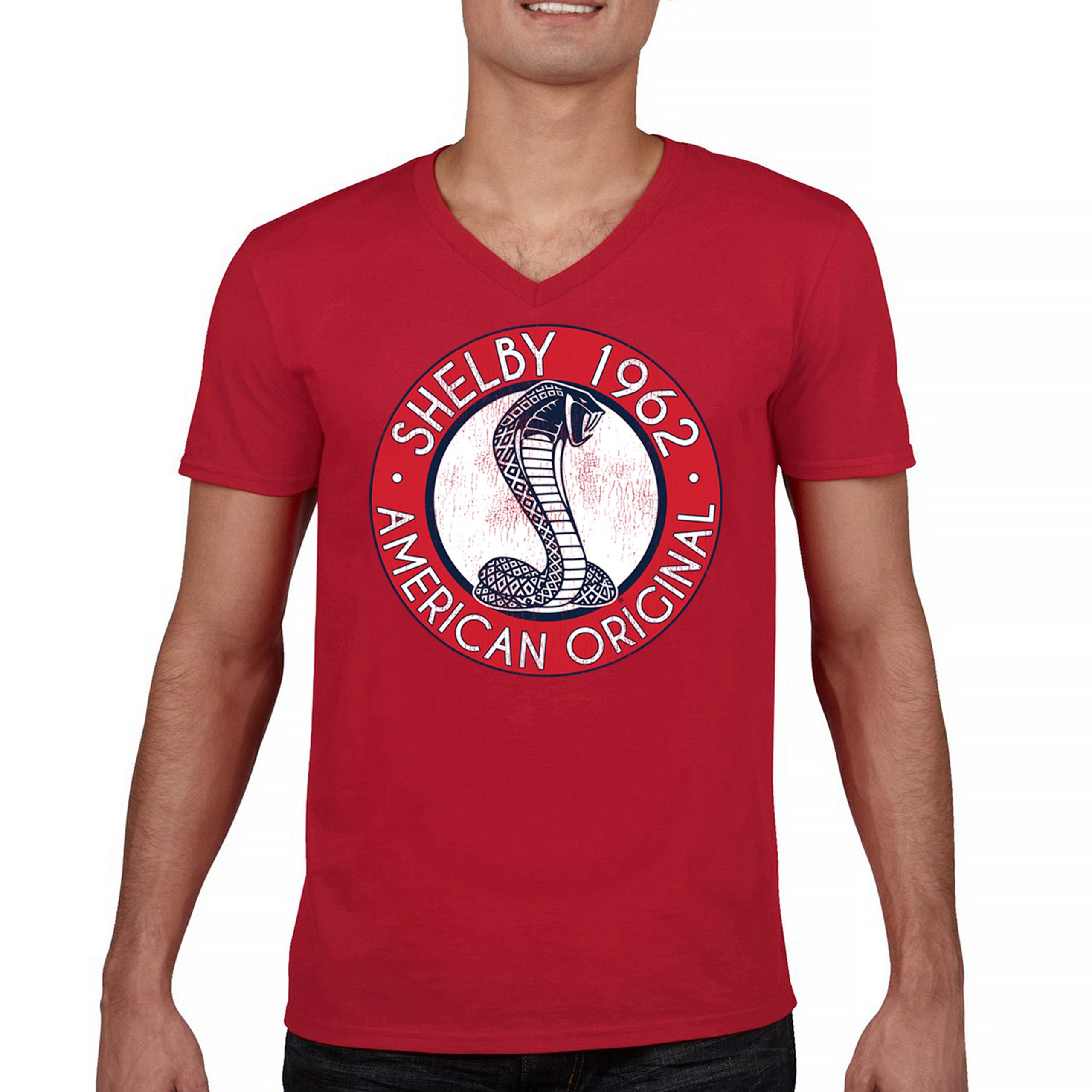 1962 Shelby American Original V-Neck T-shirt Mustang Cobra Muscle Car GT500 GT350 Performance ...