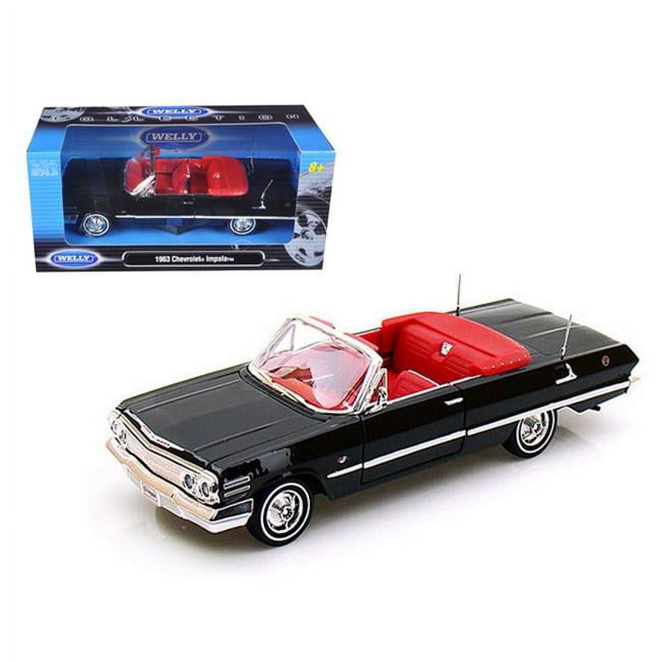 1963 Chevrolet Impala Convertible Black 1-24 Diecast Car Model ...