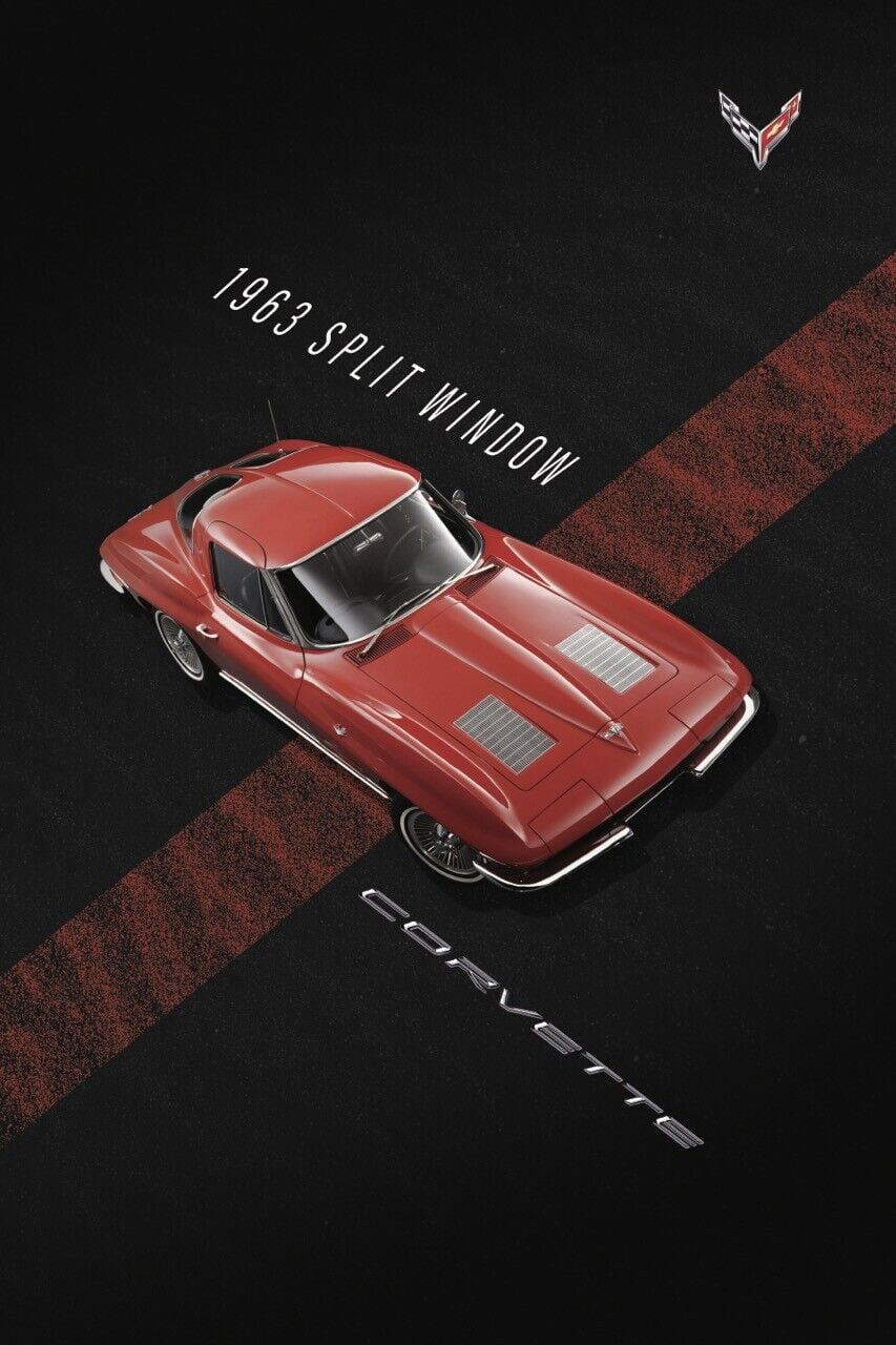 1963 Corvette Split Window 24x36 Poster american muscle Classic Car Art ...