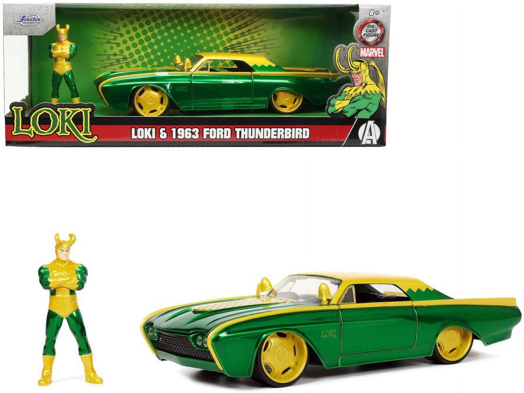 1963 Ford Thunderbird w/ Loki Figure, Marvel Cars - Jada Toys 33357 - 1 ...