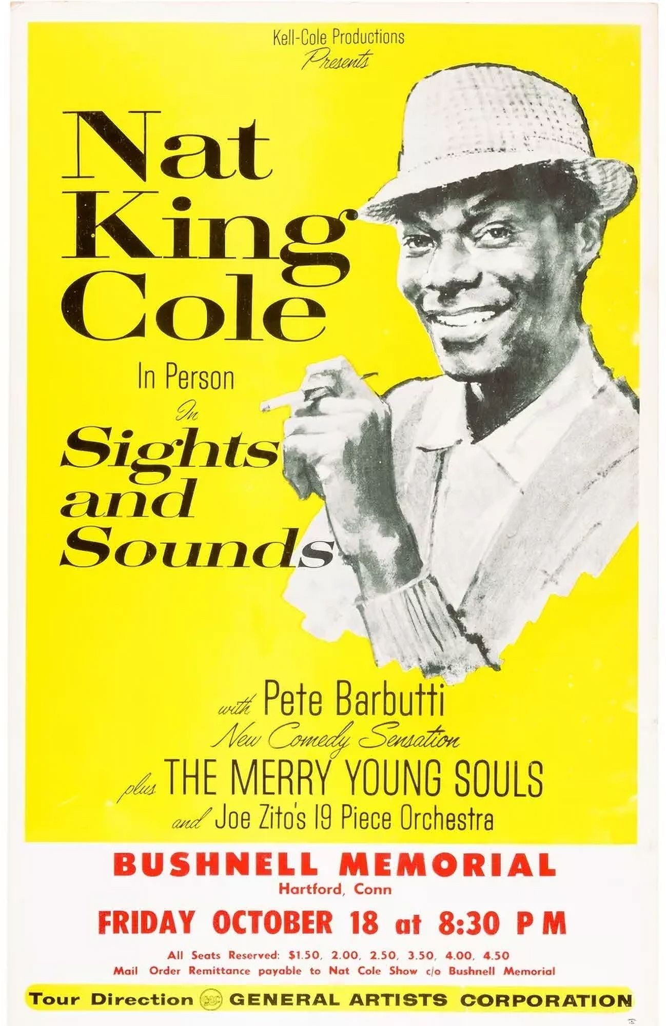 1963 NAT KING COLE CONCERT POSTER WALL ART PRINT ES 16 x 24 Inch Poster ...