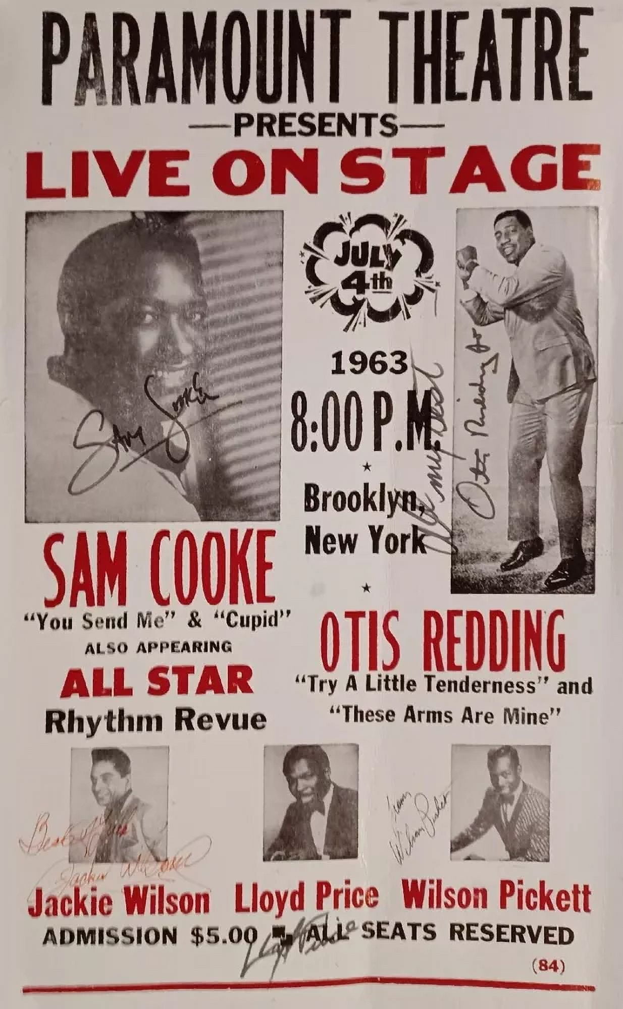 1963 Sam Cooke Otis Redding Jackie Wilson Pickett concert Poster Wall ...