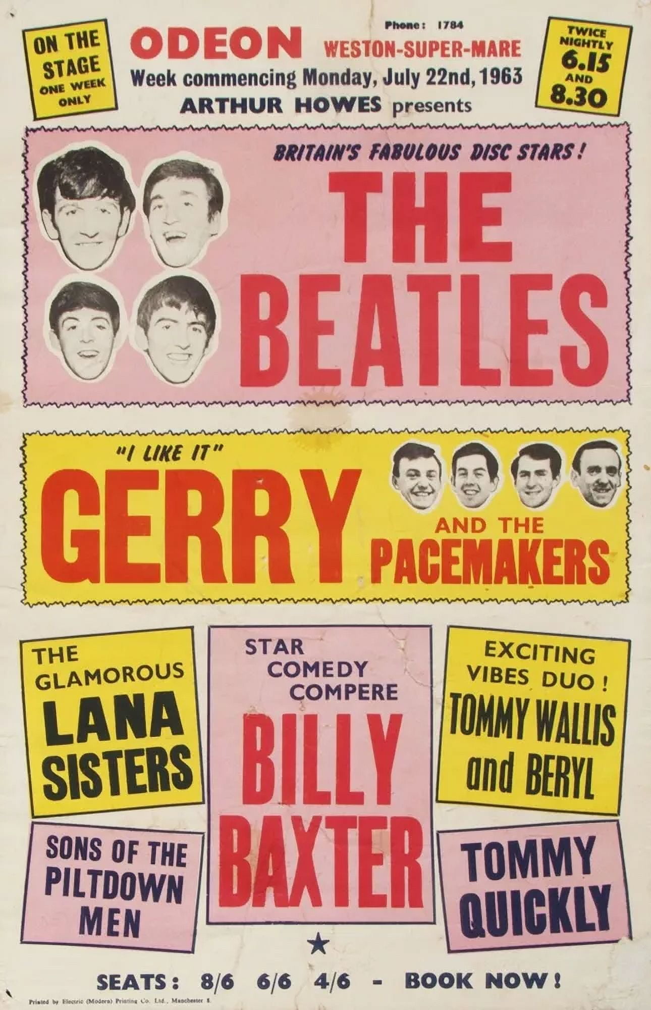 1963 THE BEATLES CONCERT POSTER WALL ART PRINT PAUL MCCARTNEY JOHN ...