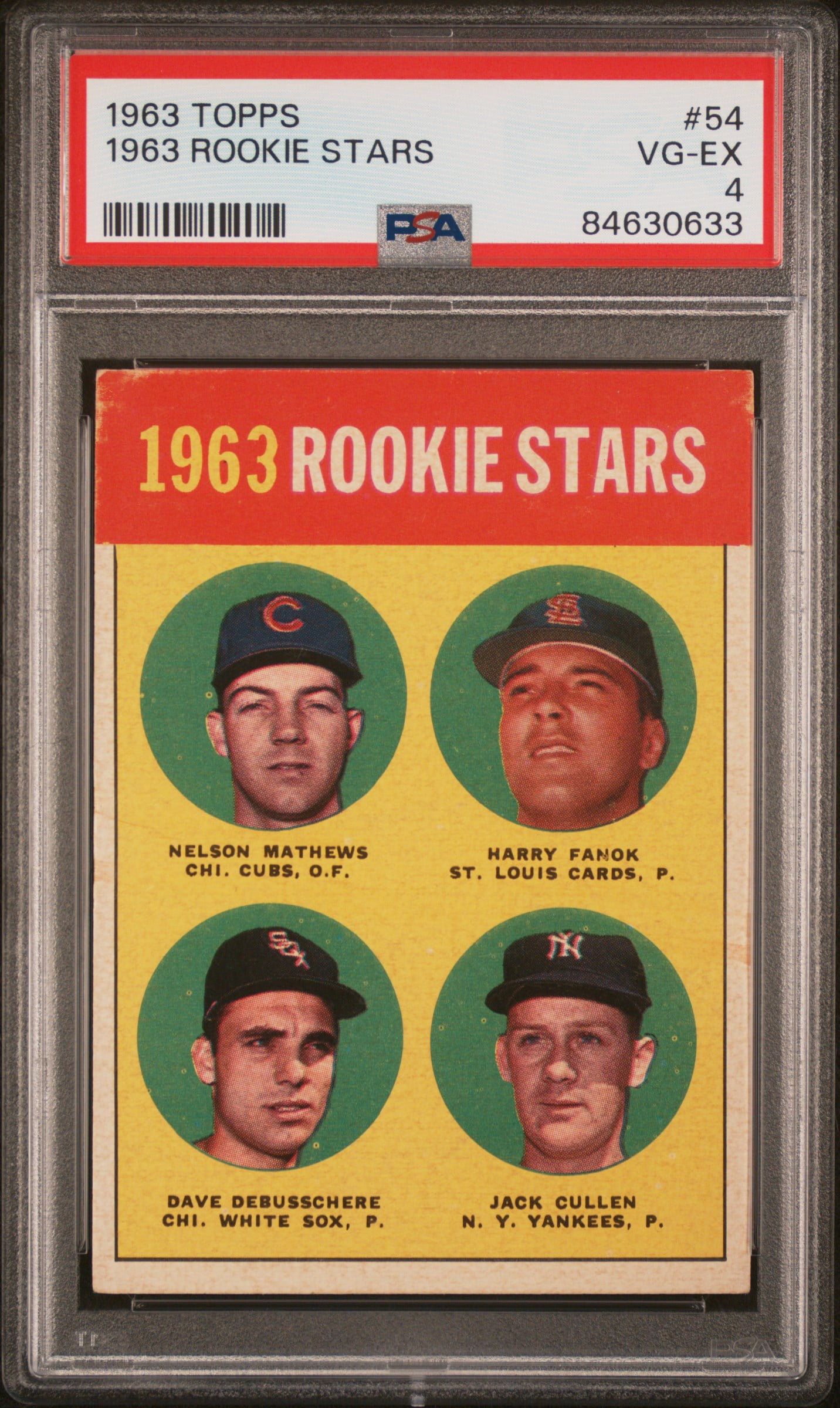 1963 Topps #54B Rookie Stars 1963/Nelson Mathews/Harry Fanok/Jack ...