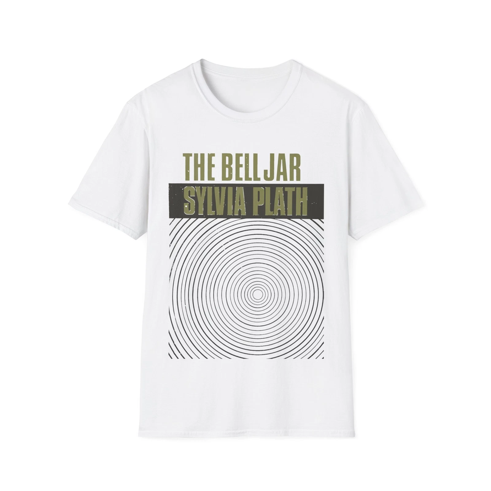 1963 book by sylvia plath "the bell jar" book cover on a tshirt ...