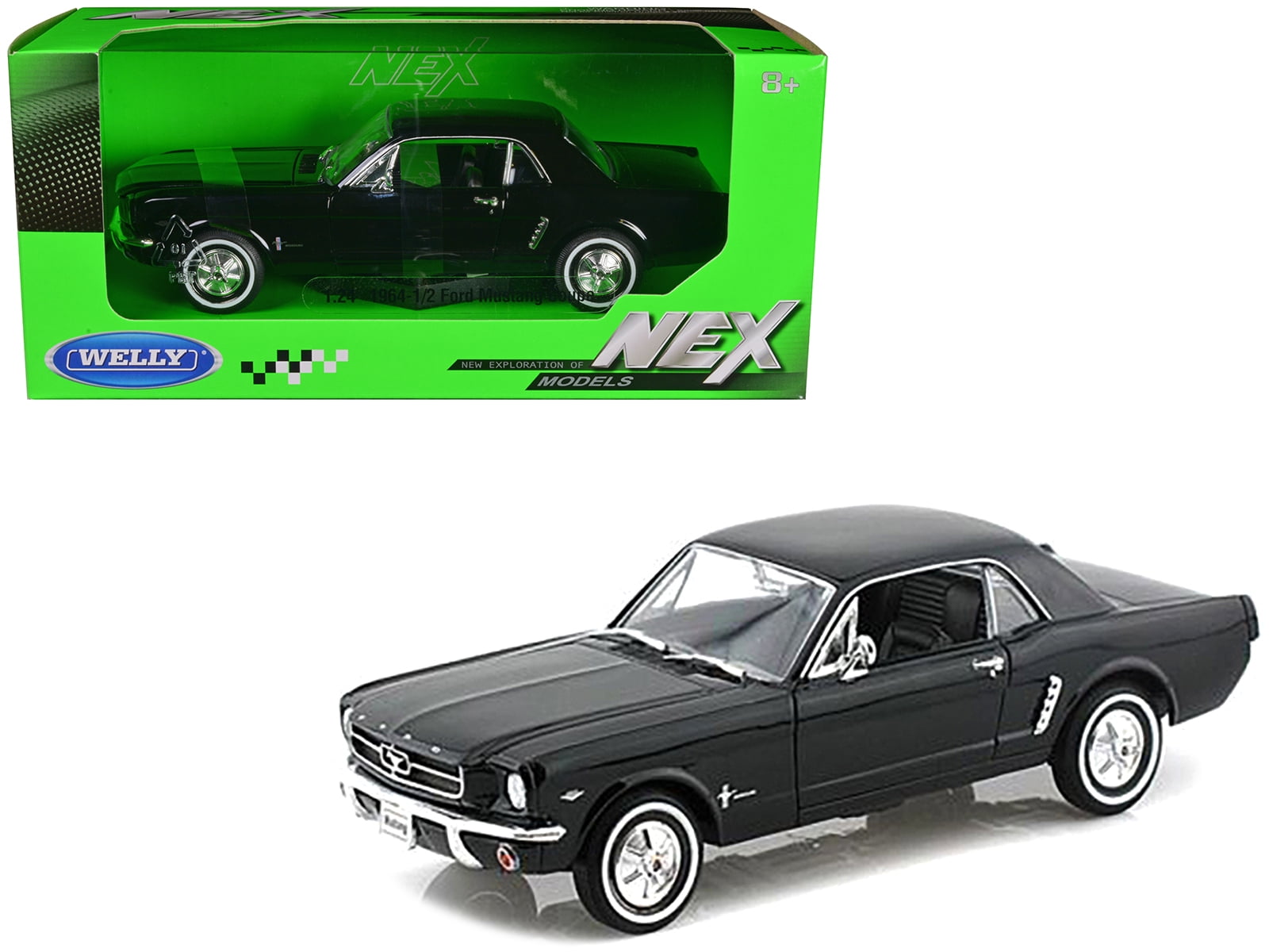 1964 1/2 Ford Mustang Coupe Hard Top Black 1/24 Diecast Model Car by ...