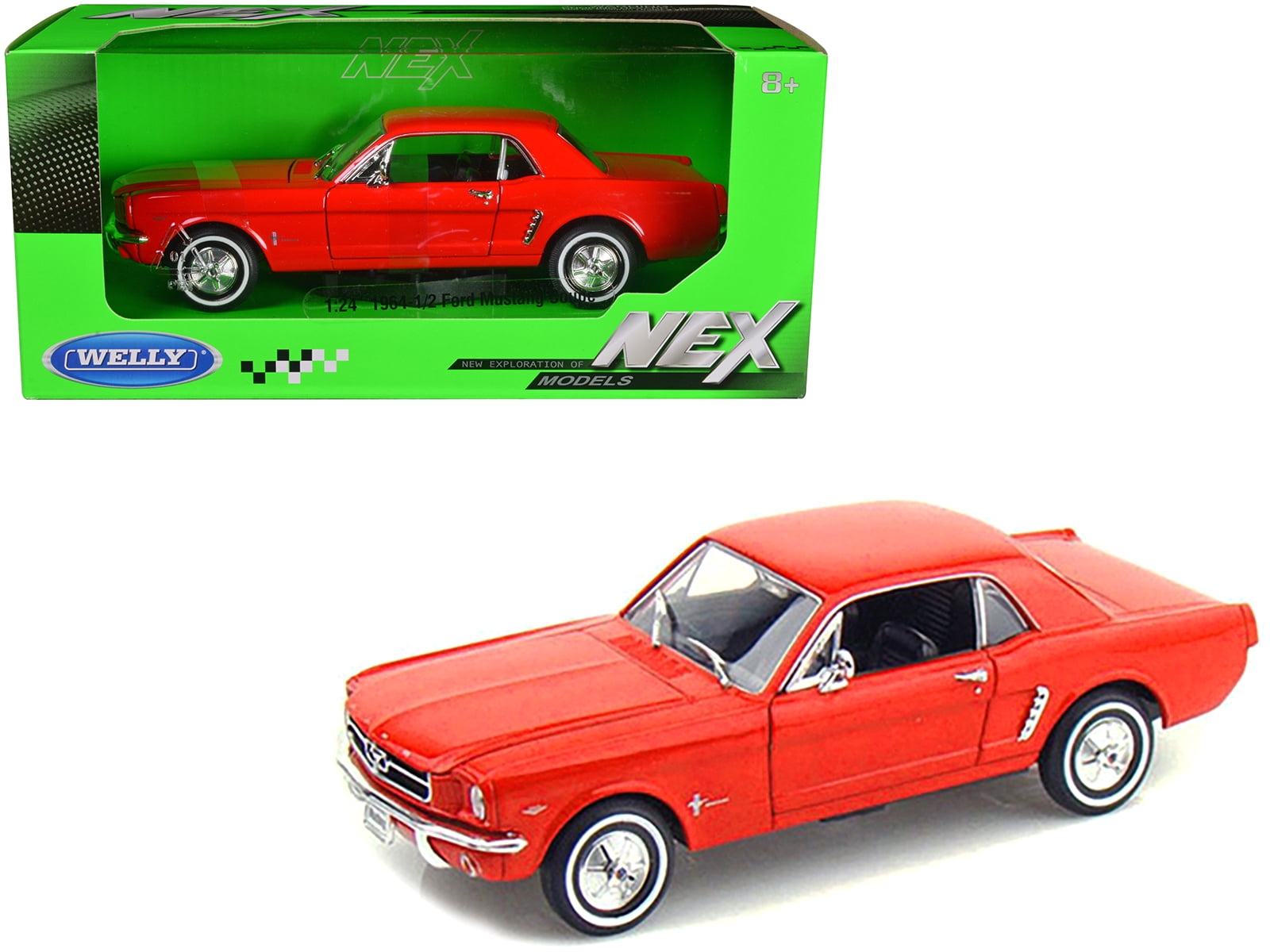 1964 1/2 Ford Mustang Coupe Hardtop Red 1/24 Diecast Model Car by Welly ...