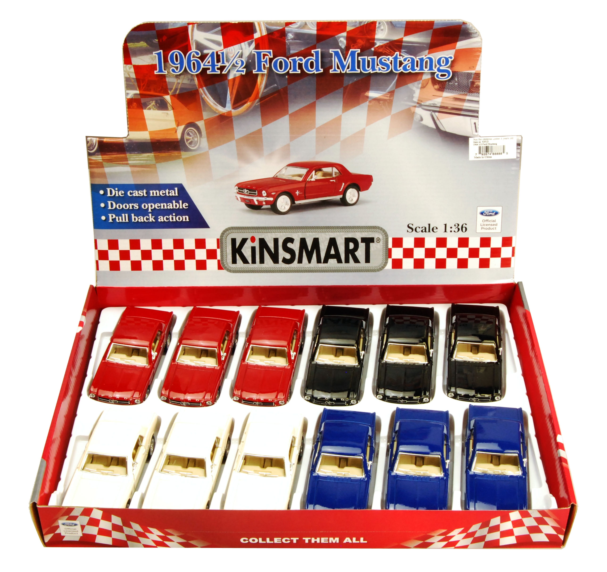 1964 1/2 Ford Mustang Diecast Car Package - Box of 12 1/36 scale ...