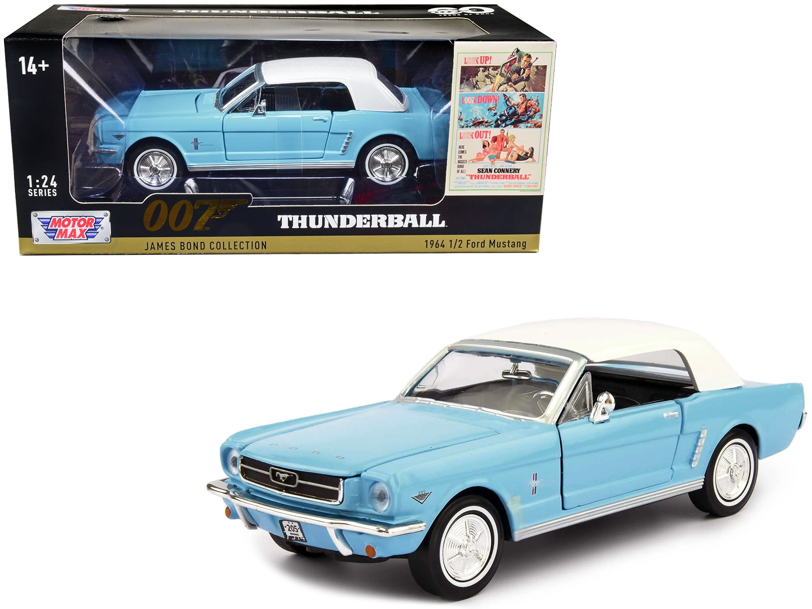Motormax Collectible Toy: 1964 1/2 Ford Mustang, Light Blue, James Bond ...