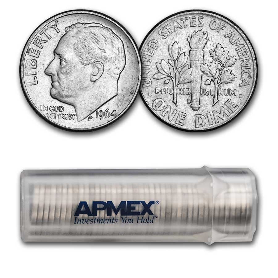 1964-D Roosevelt Dime 50-Coin Roll BU - Walmart.com