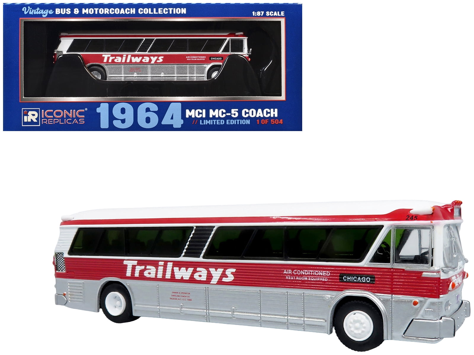 1964 MCI MC-5A Coach Bus White with Red Stripes "Vintage Bus ...