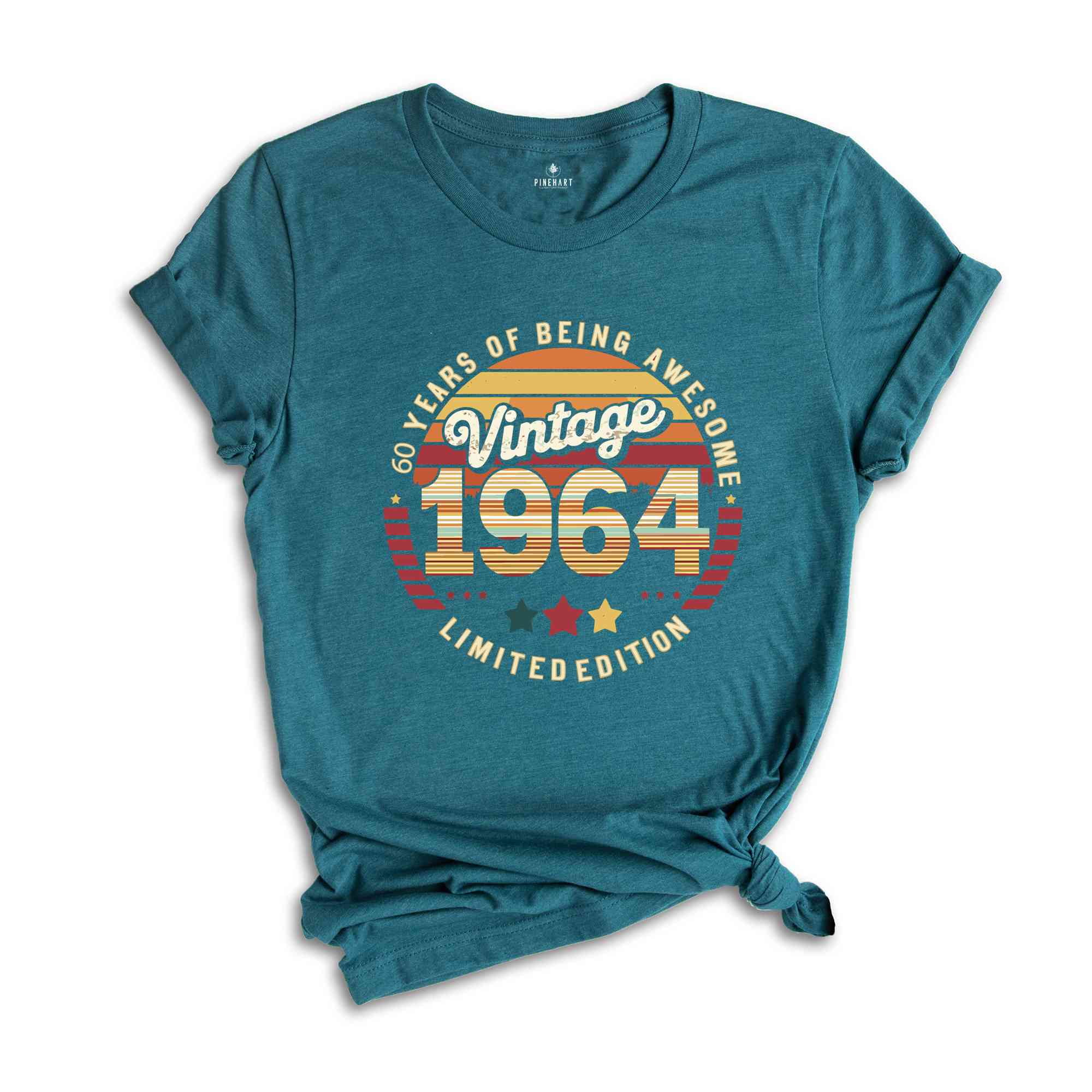 1964 T-shirt, 60th Birthday T-shirt for Men, sixty gift ideas,Vintage ...