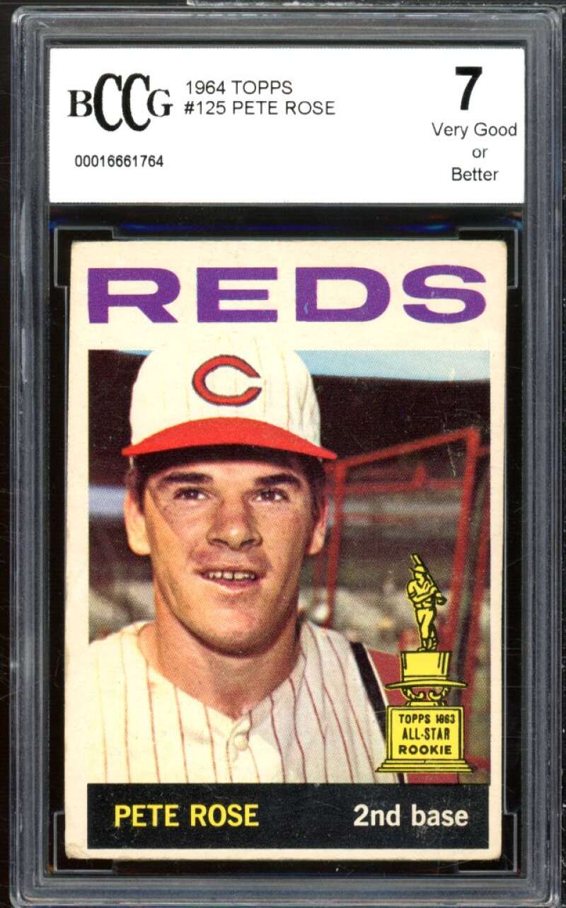 1964 Topps #125 Pete Rose Rookie Card BGS BCCG 7 Very Good+ - Walmart.com