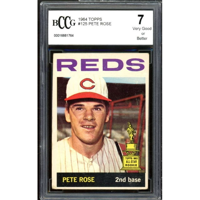 1964 Topps #125 Pete Rose Rookie Card BGS BCCG 7 Very Good+ - Walmart.com