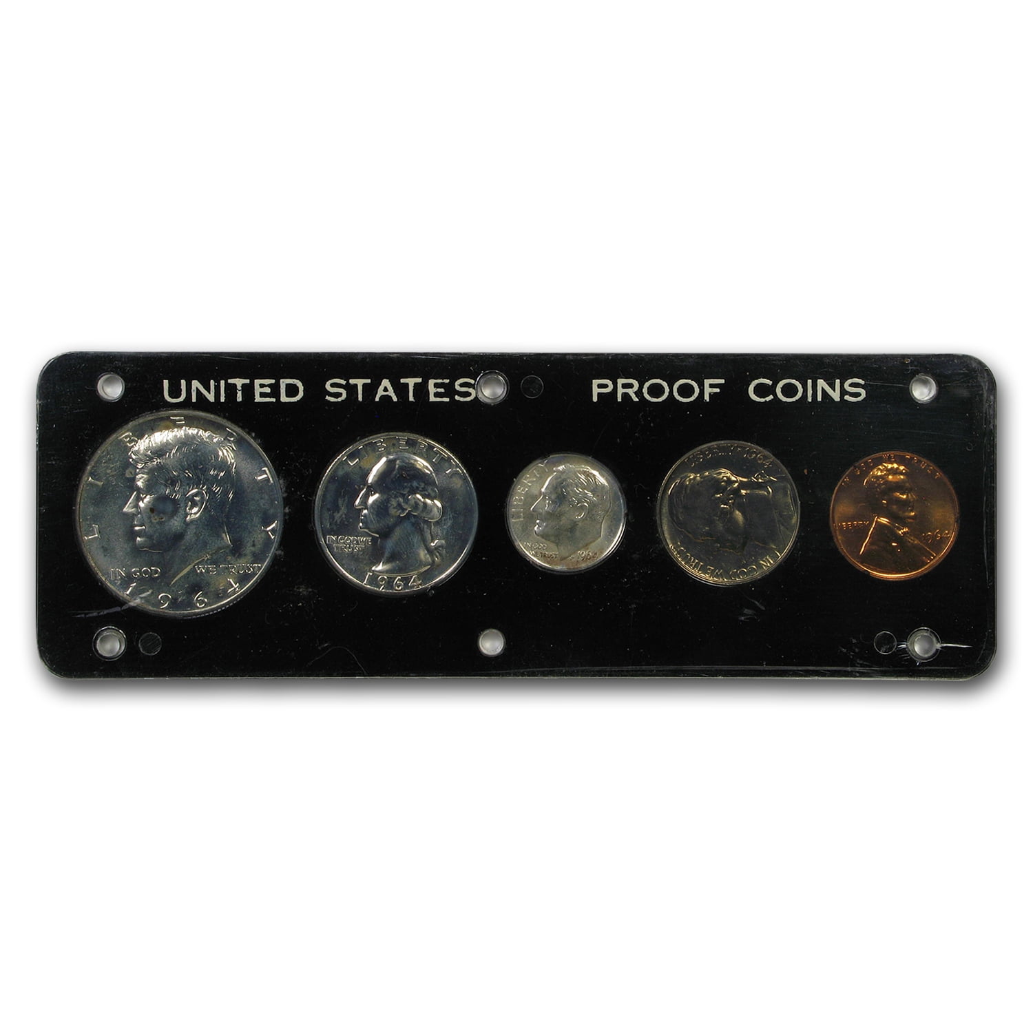 1964 U.S. Mint Proof Set with Nickel, Dime in Hard Plastic Holder ...