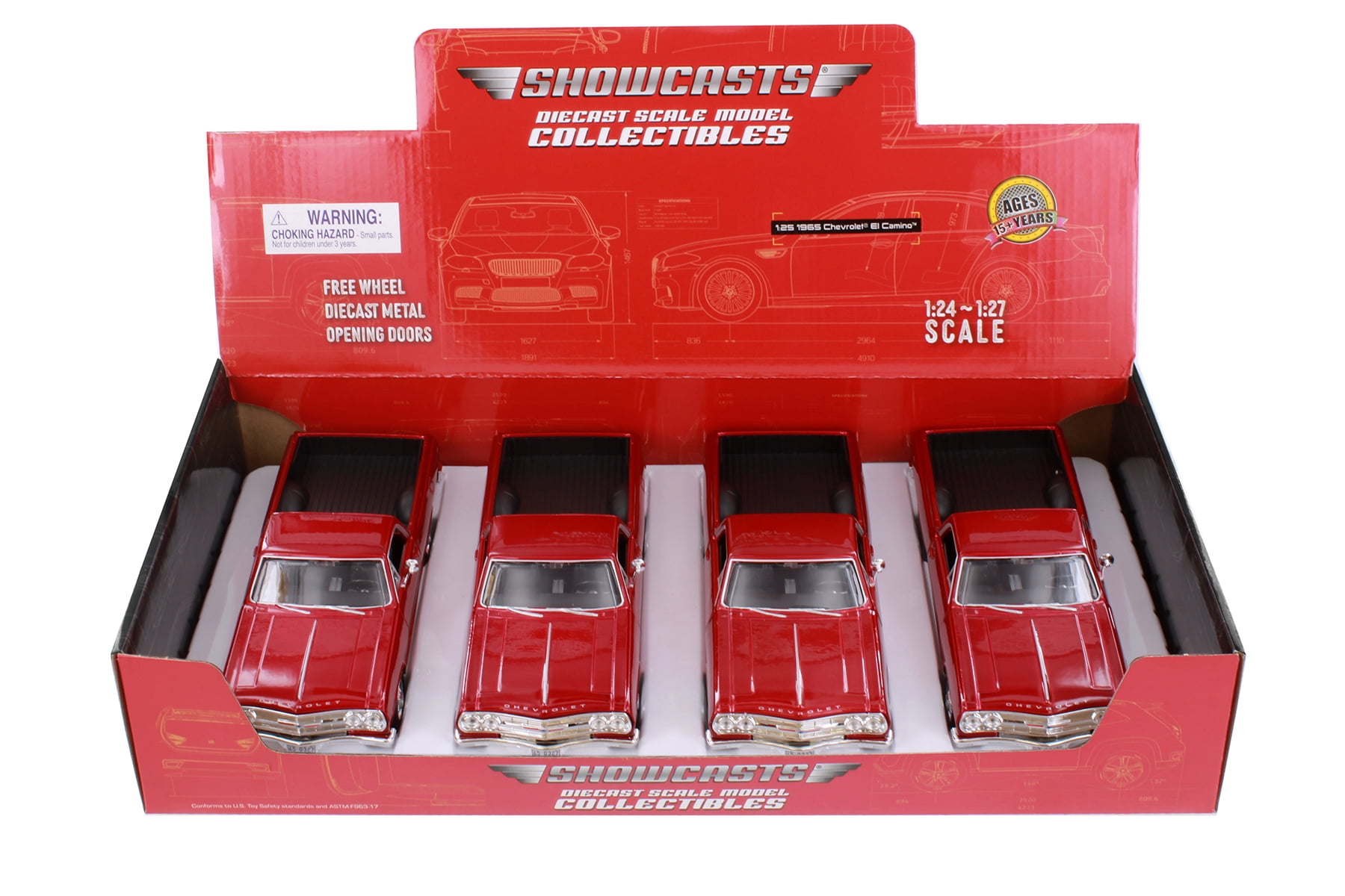 1965 Chevy El Camino Hard top, Red - Showcasts 37977 - Set of 4 1/24 ...