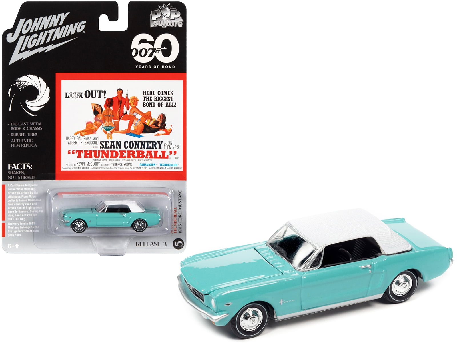 1965 Ford Mustang Light Blue with White Top James Bond 007 "Thunderball ...
