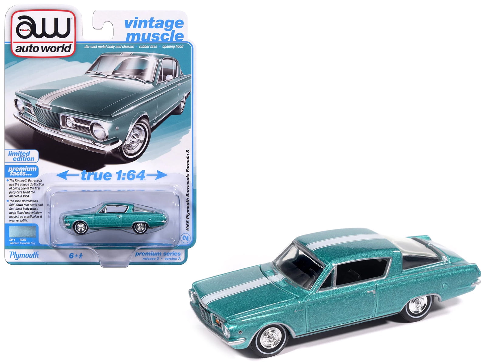 1965 Plymouth Barracuda Formula S Turquoise Metallic with White Stripe ...