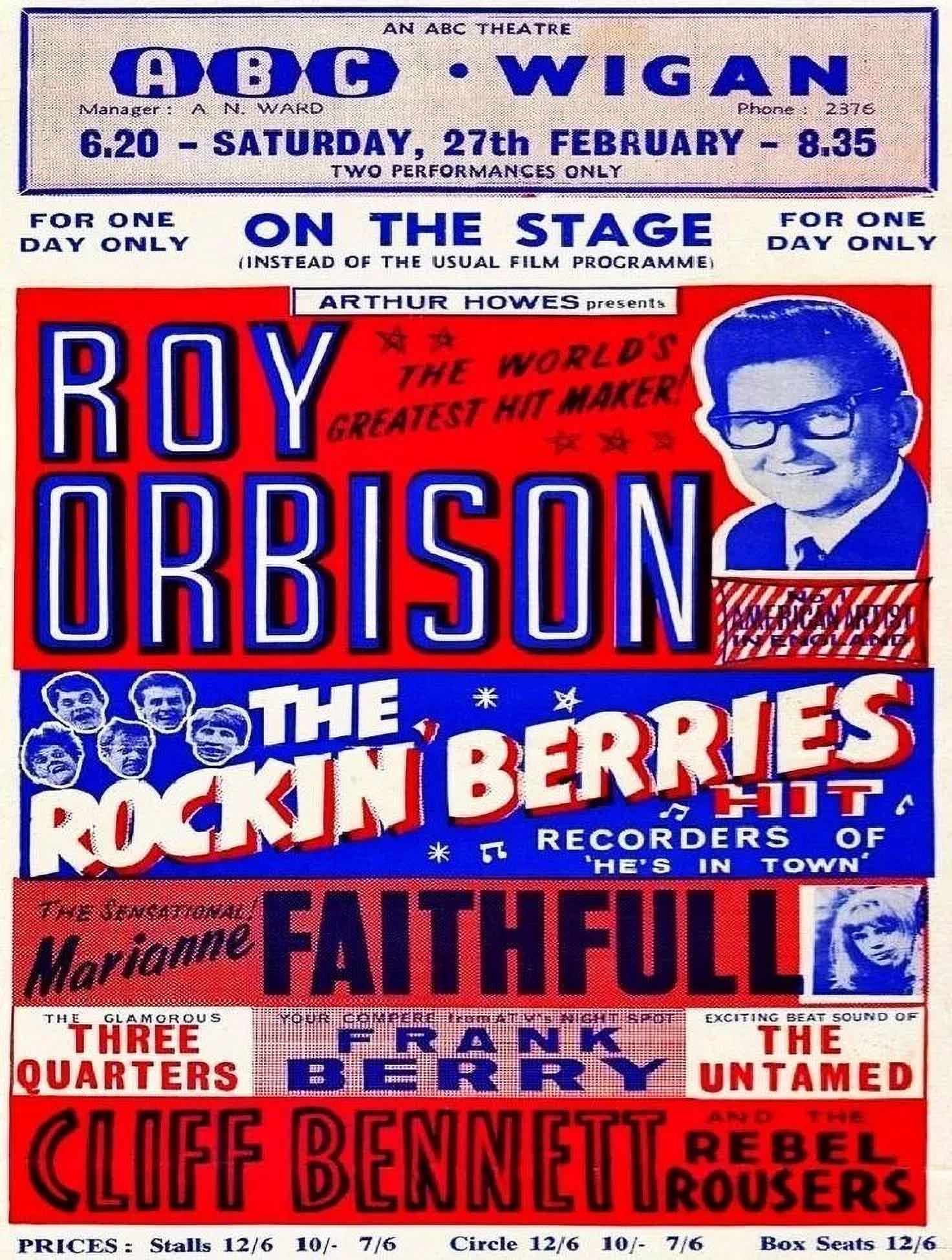 1965 ROY ORBISON CONCERT POSTER PRINT WALL ART in Read Description 24 x ...