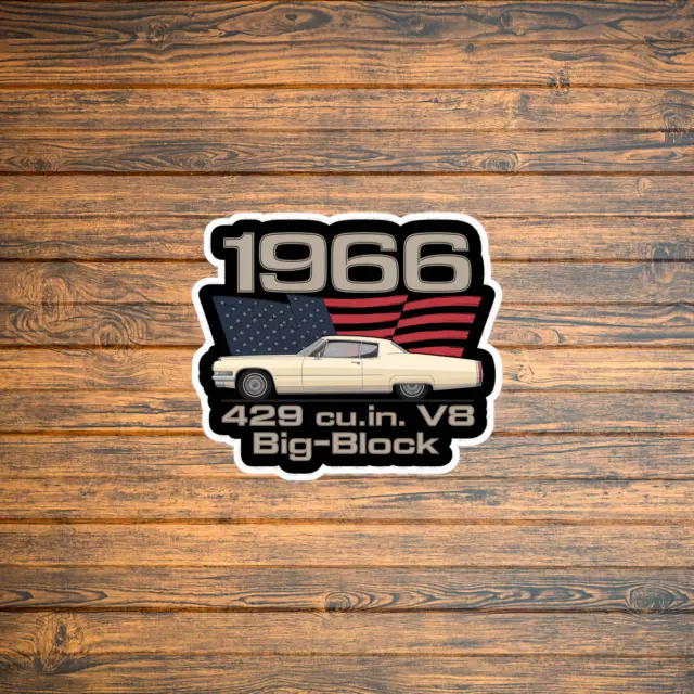 1966 Cadillac Deville Big-Block 429 V8 American Muscle Car Stickerphone ...