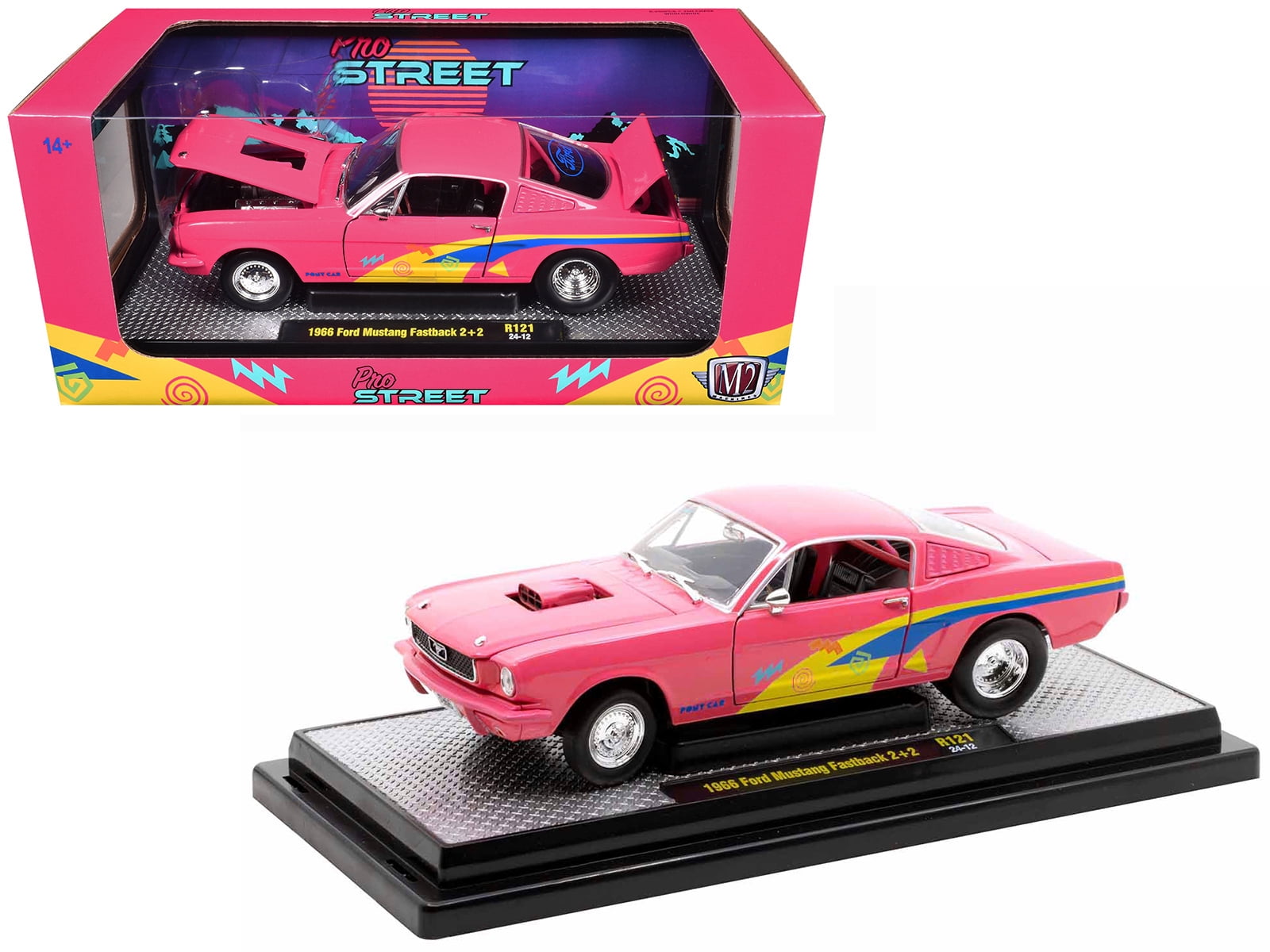 1966 Ford Mustang Fastback 2+2 Pink with Blue and Yellow Stripes "Pro ...