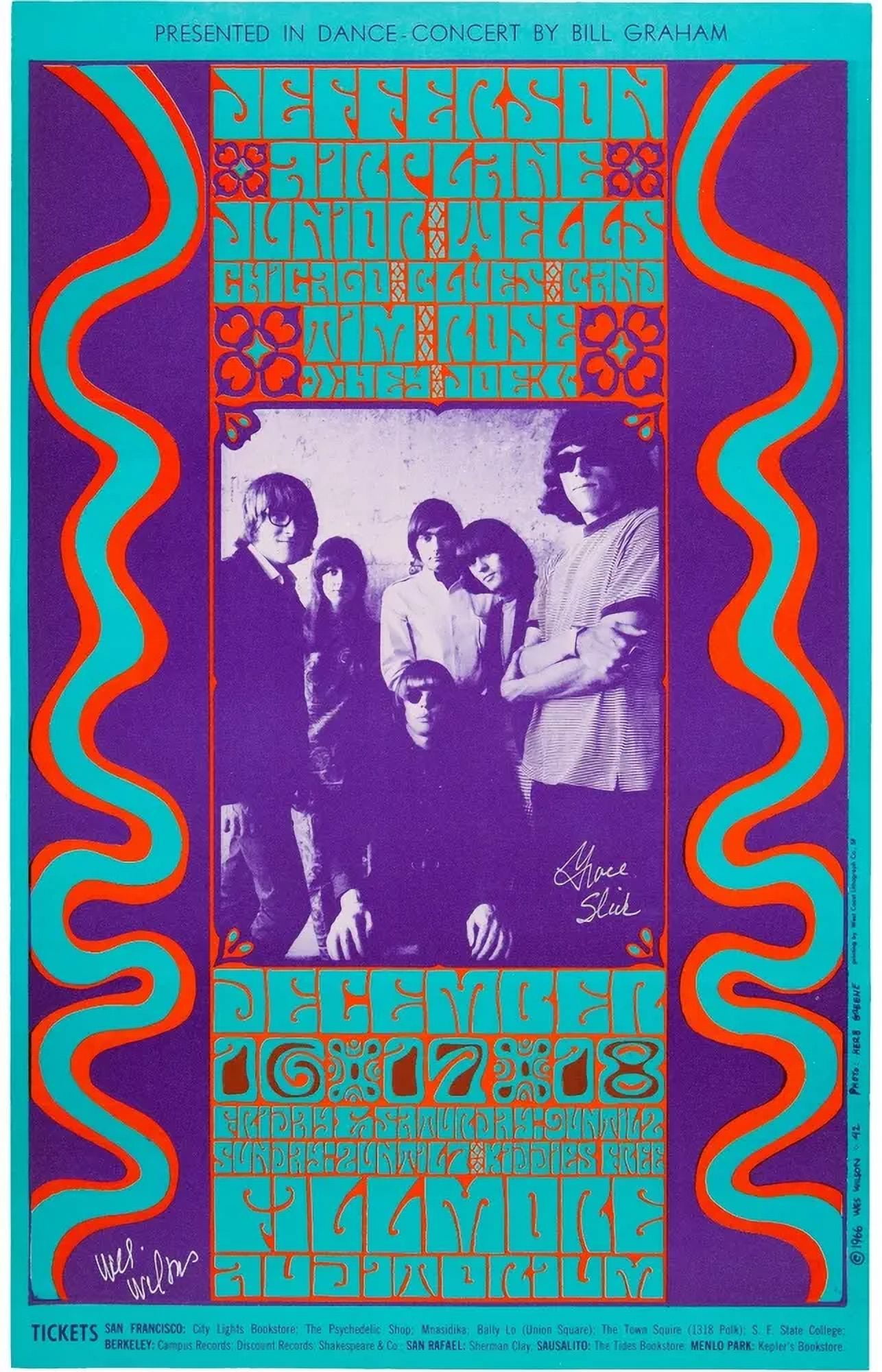 1966 JEFFERSON AIRPLANE CONCERT POSTER PRINT WALL ART IN GRACE SLICK 16 ...