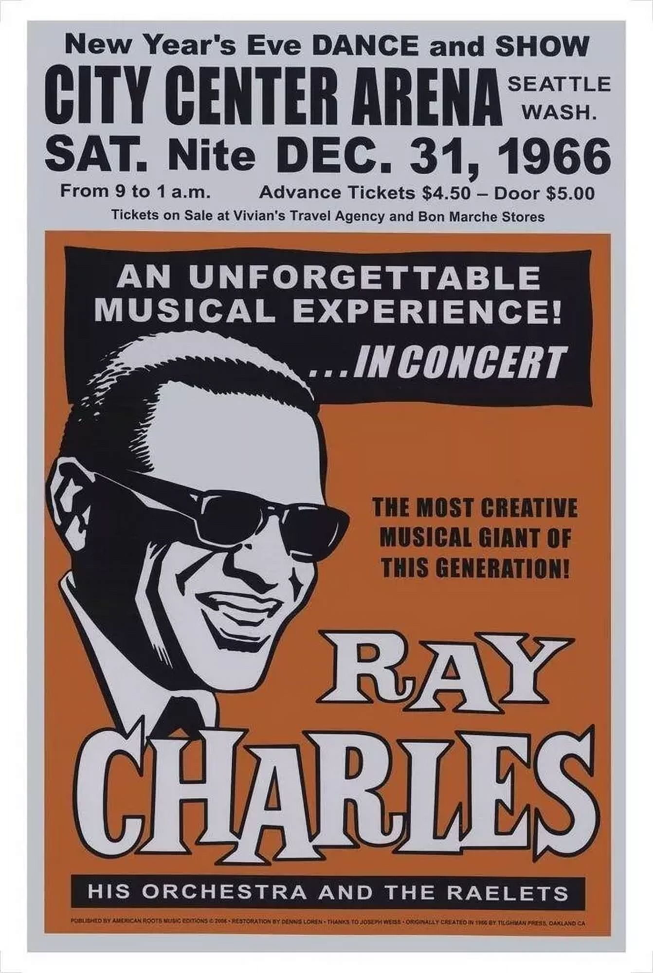 1966 RAY CHARLES CONCERT POSTER WALL ART PRINT HAS THICK WHITE BORDER ...