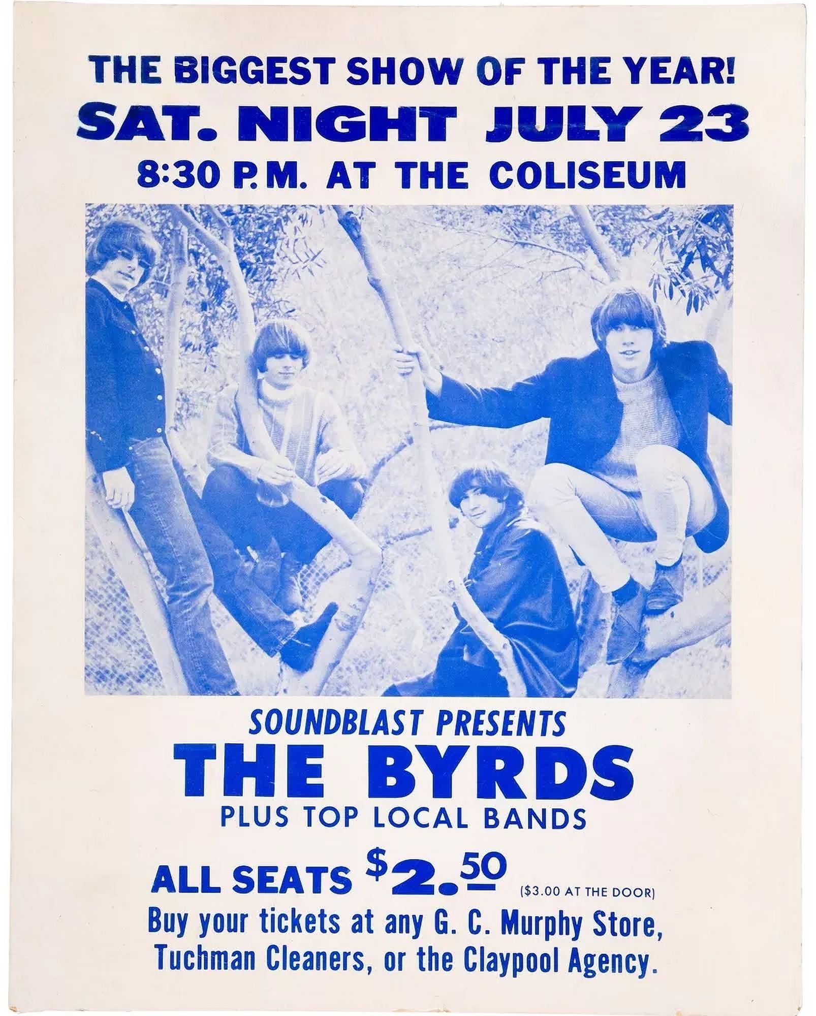 1966 THE BYRDS CONCERT POSTER WALL ART PRINT ES INDIANA CONCERT 16 x 24 ...