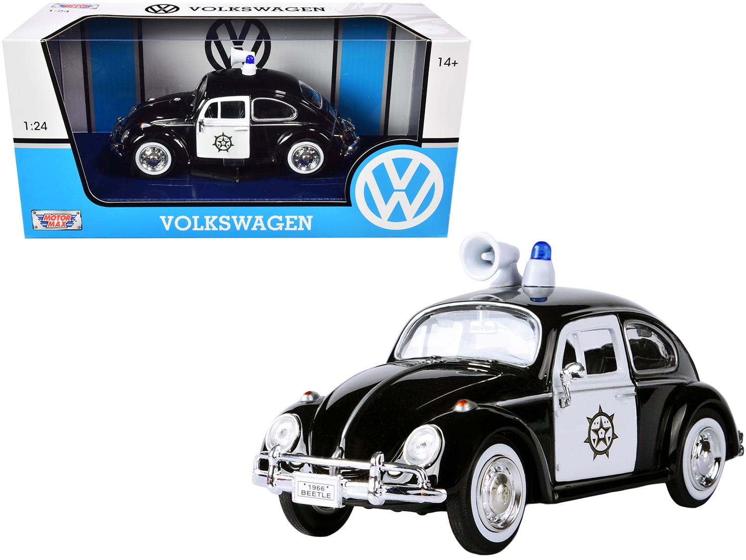 1966 Volkswagen Beetle Police Car Black and White 1/24 Diecast Model ...