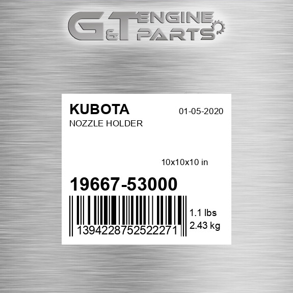 19667-53000 NOZZLE HOLDER fits KUBOTA (New OEM) - Walmart.com