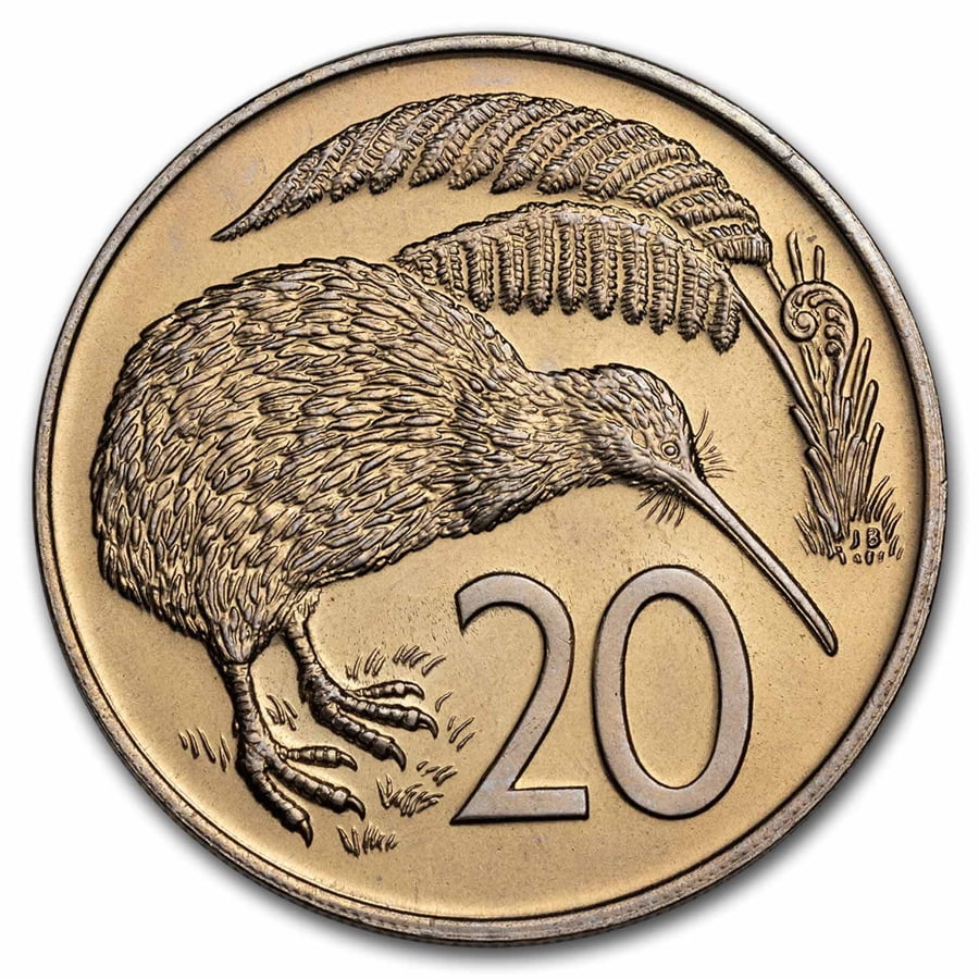 1967-1985 New Zealand Copper-Nickel 20 Cents Elizabeth II/Kiwi BU - Walmart.com