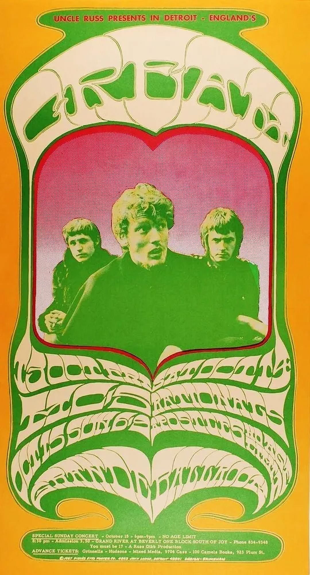 1967 CREAM Concert Poster Wall Art Print with MC5 band is es 24 x 36 ...