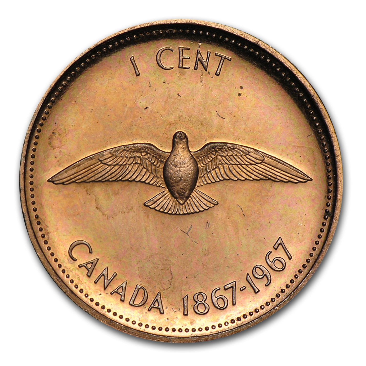 1967 Canada Copper Cent Flying Dove BU/Prooflike - Walmart.com