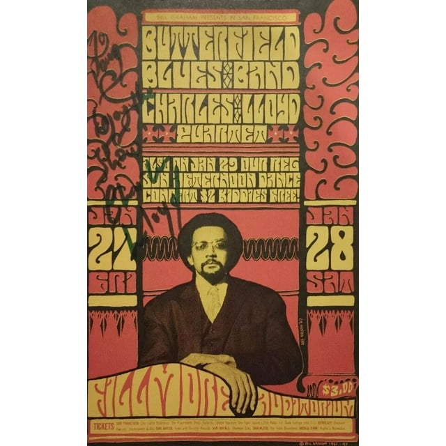 1967 Charles Lloyd Butterfield Blues Band Concert Poster Wall Art Print ...