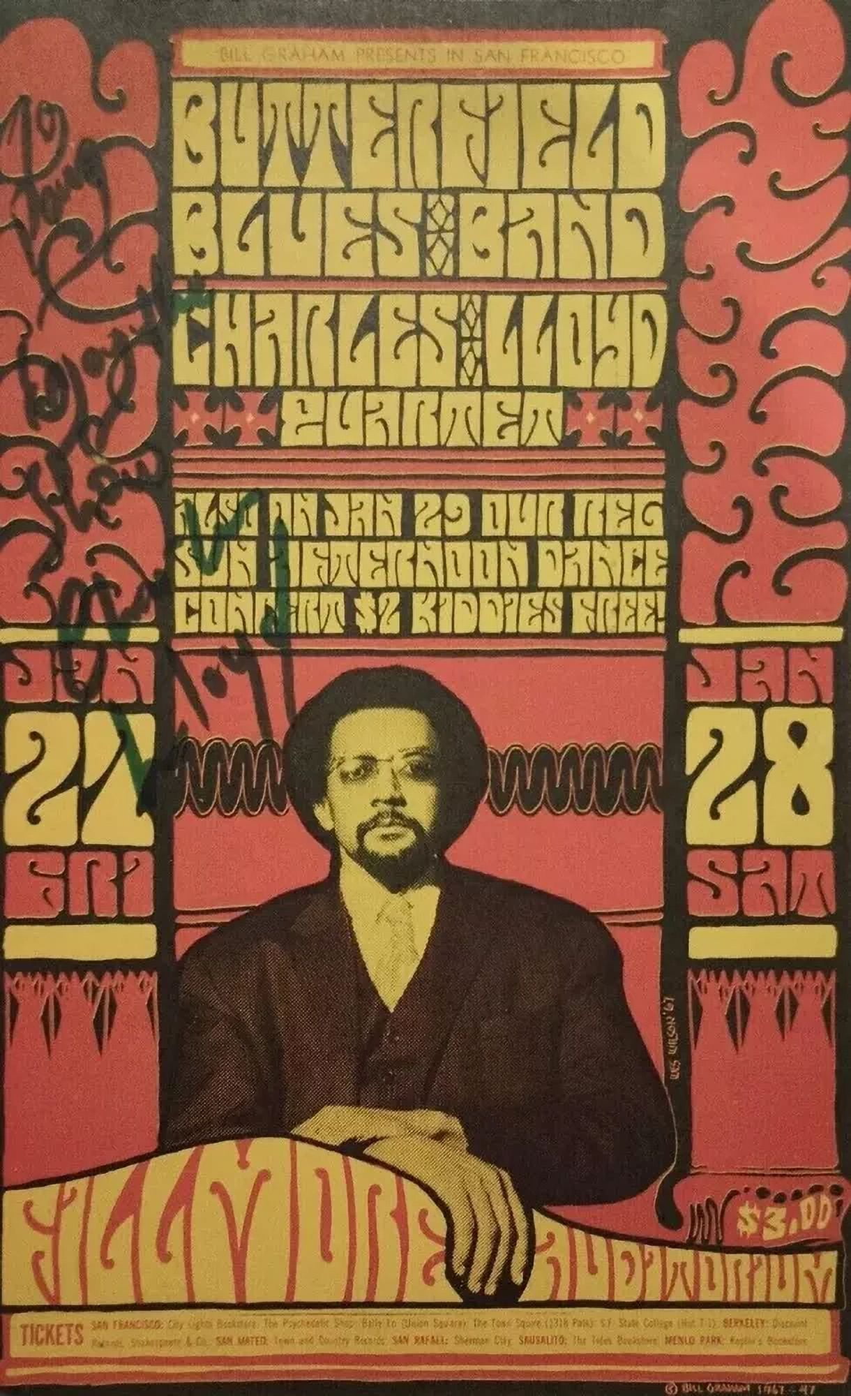 1967 Charles Lloyd Butterfield Blues Band Concert Poster Wall Art Print ...
