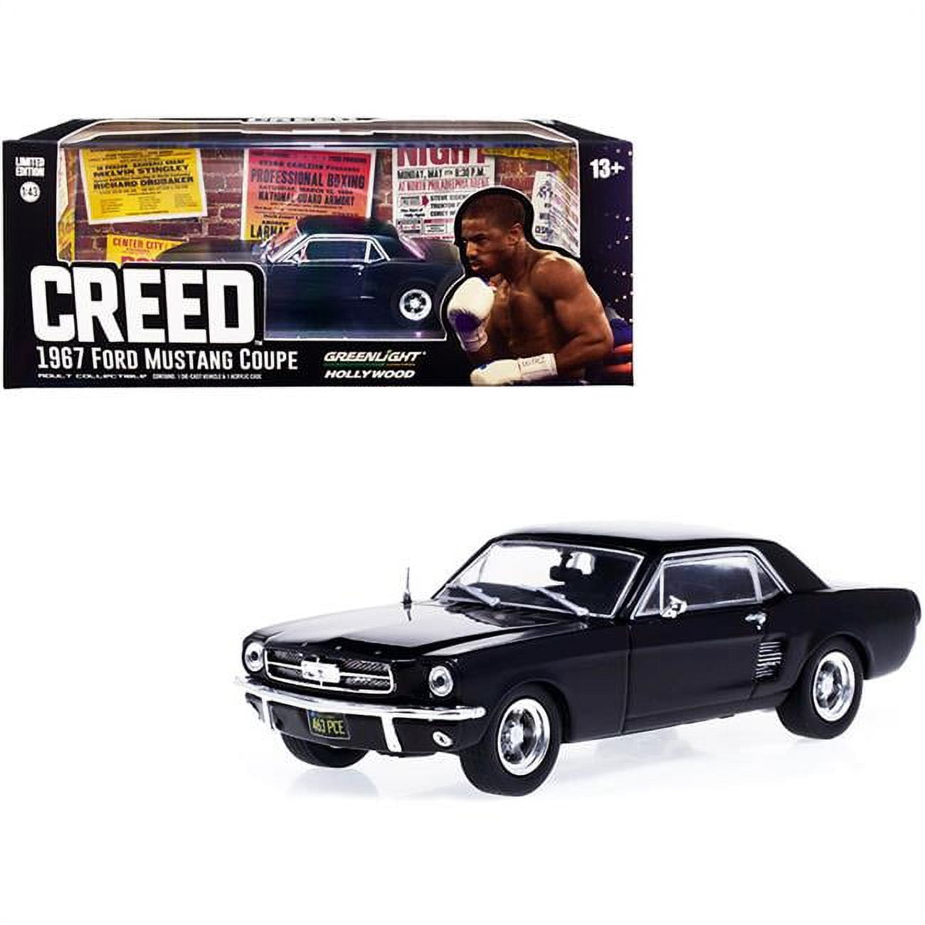 Greenlight 1-43 Scale Coupe Matt Black Creed Movie 1967 Ford Mustang ...