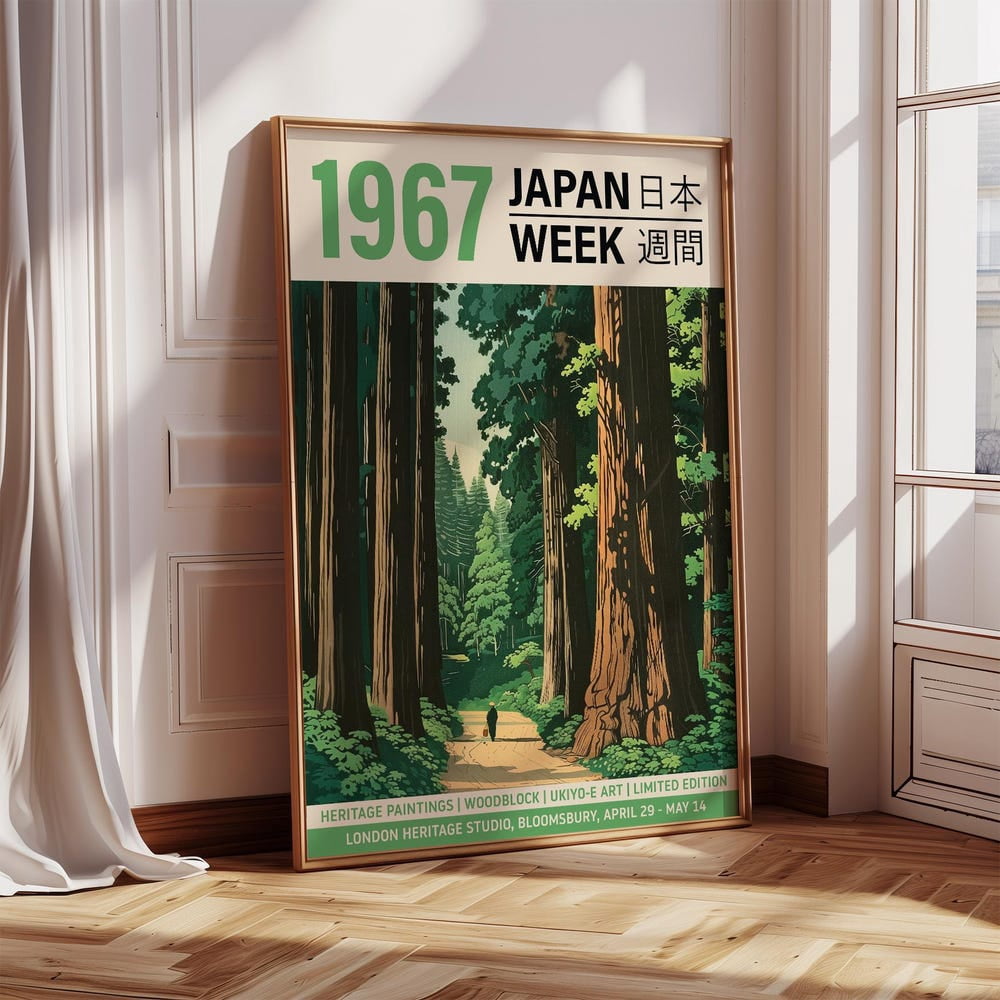 1967 Japan Week Forest Scene Print Calming Japanese Traditional Style ...