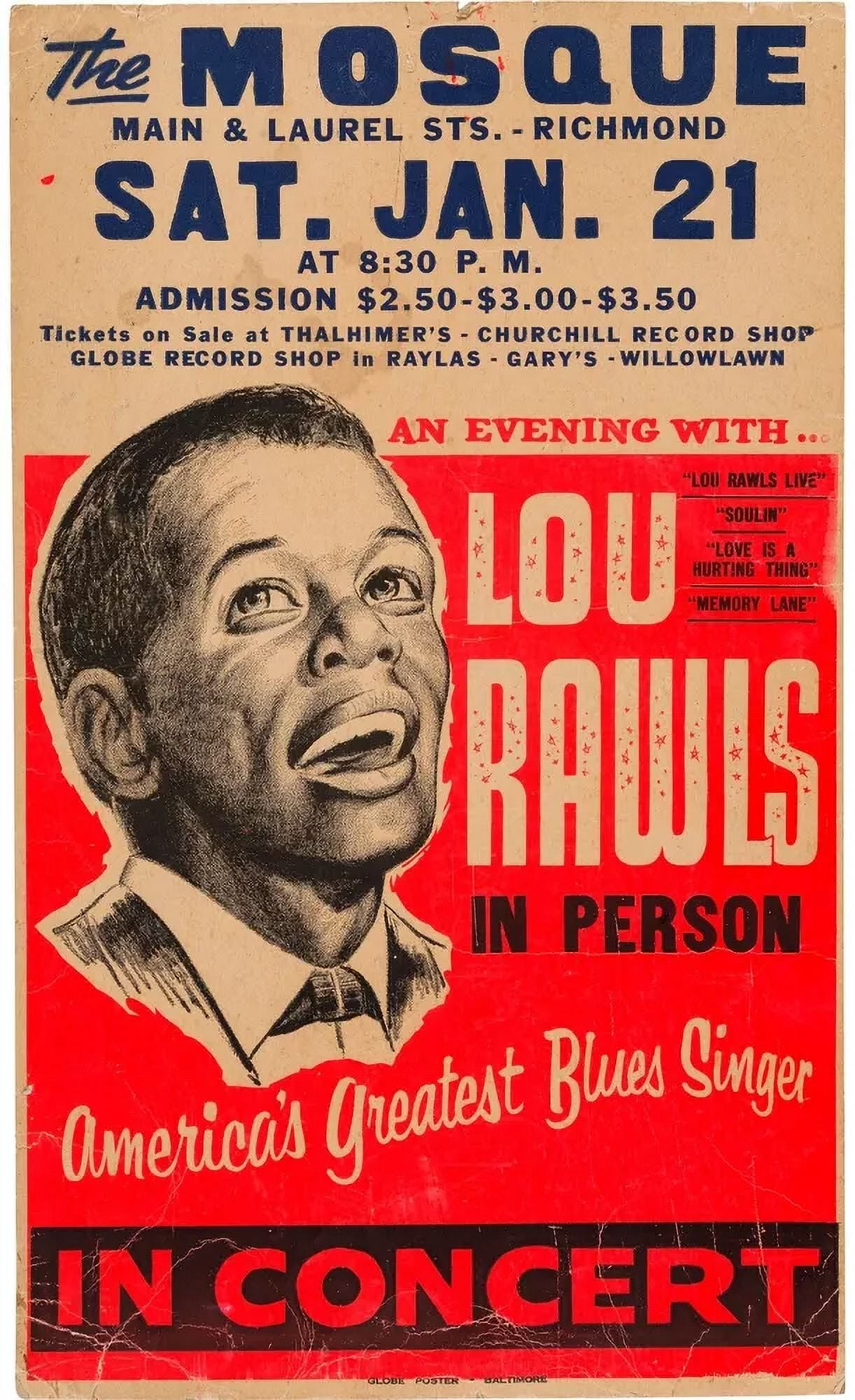 1967 LOU RAWLS CONCERT POSTER WALL ART PRINT IN SCARCE EDITION 11 x 17 ...
