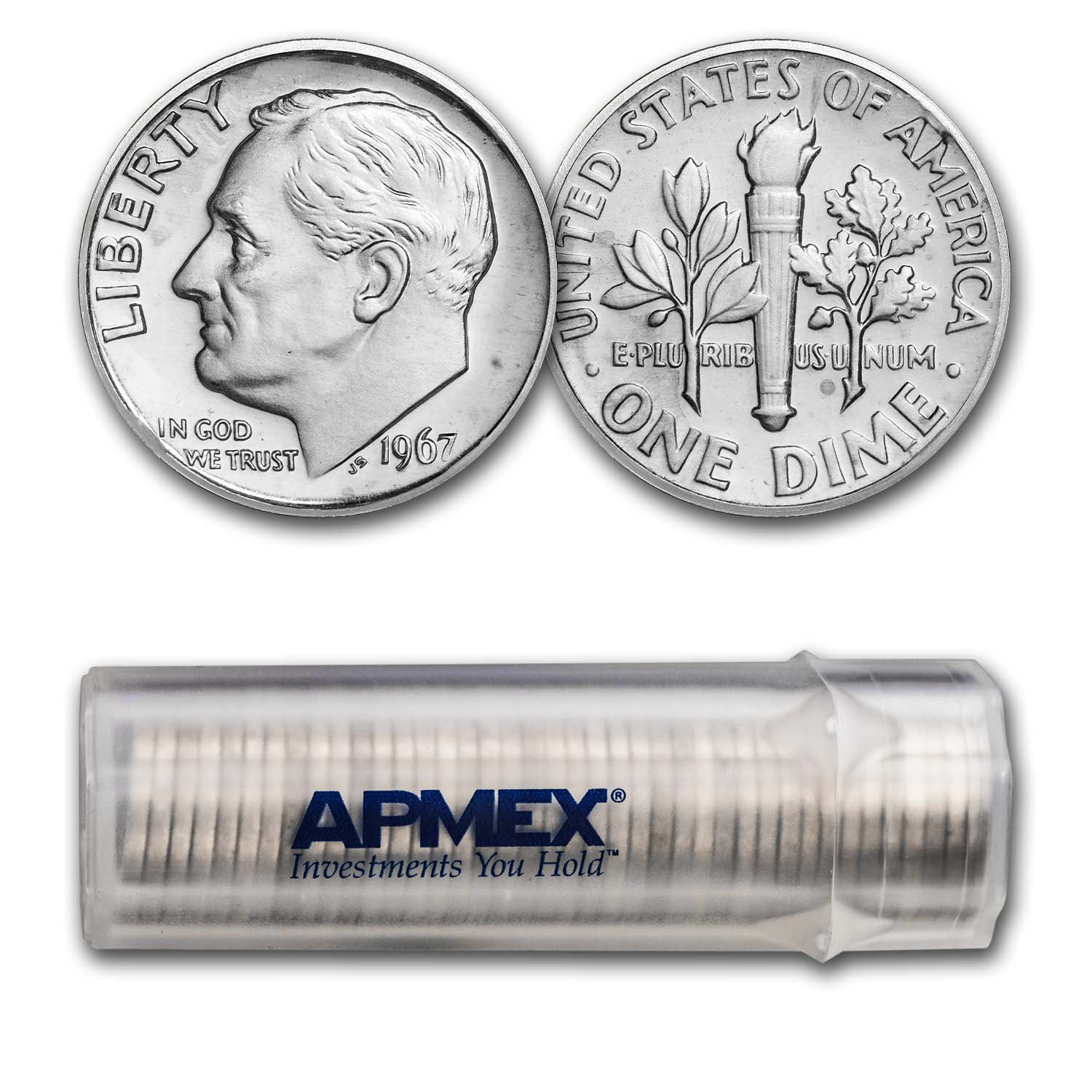 1967 Roosevelt Dime 50-Coin Roll BU - Walmart.com