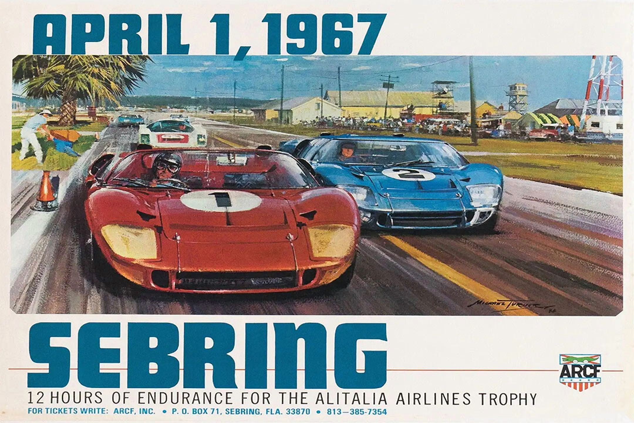 1967 Sebring Florida Race Vintage Style Auto Racing Wall Art - 24x36 ...