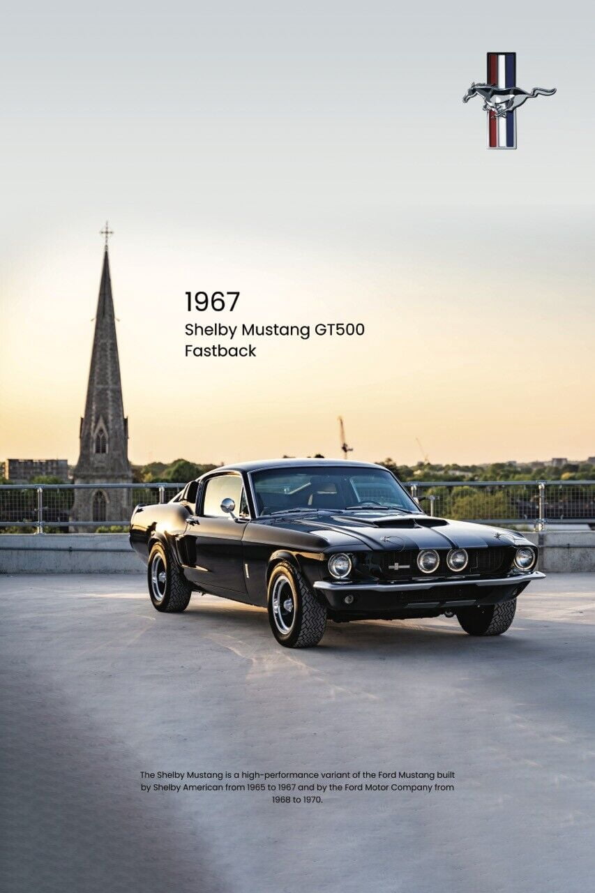 1967 Shelby Mustang GT 500 Car Wall Poster 24x36 Ford Muscle Copo ...