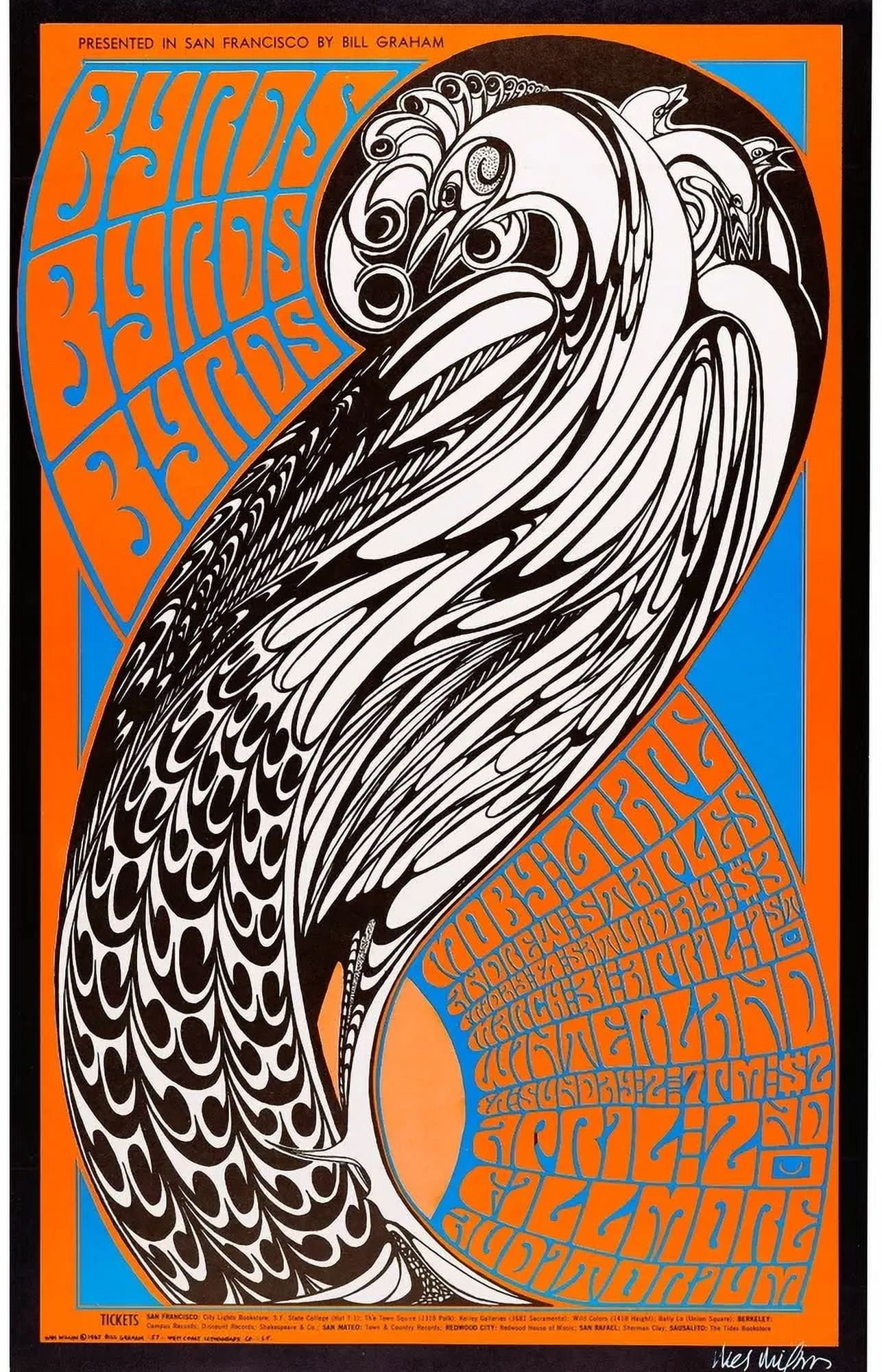 1967 THE BYRDS MOBY GRAPE Concert Poster Wall Art Print 24 x 36 Inch ...