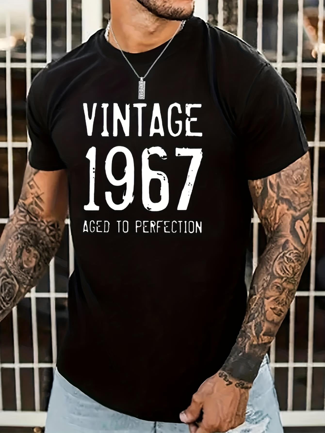1967 VINTAGE AGED TO PERFECTION Letters Print Crew Neck Short Sleeve ...