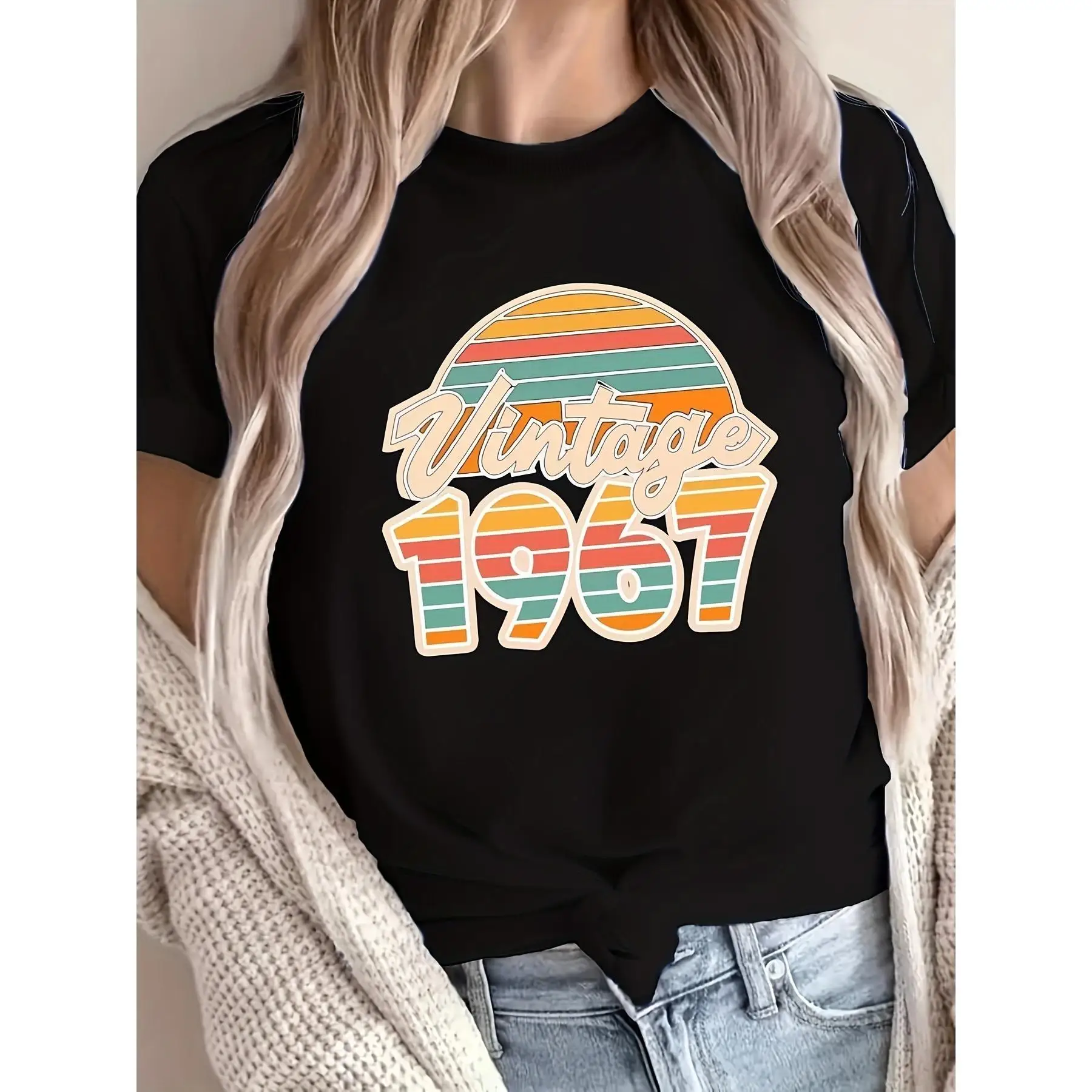 1967 Vintage Graphic Tee Women - Retro Classic Print Relaxed Fit Tops ...