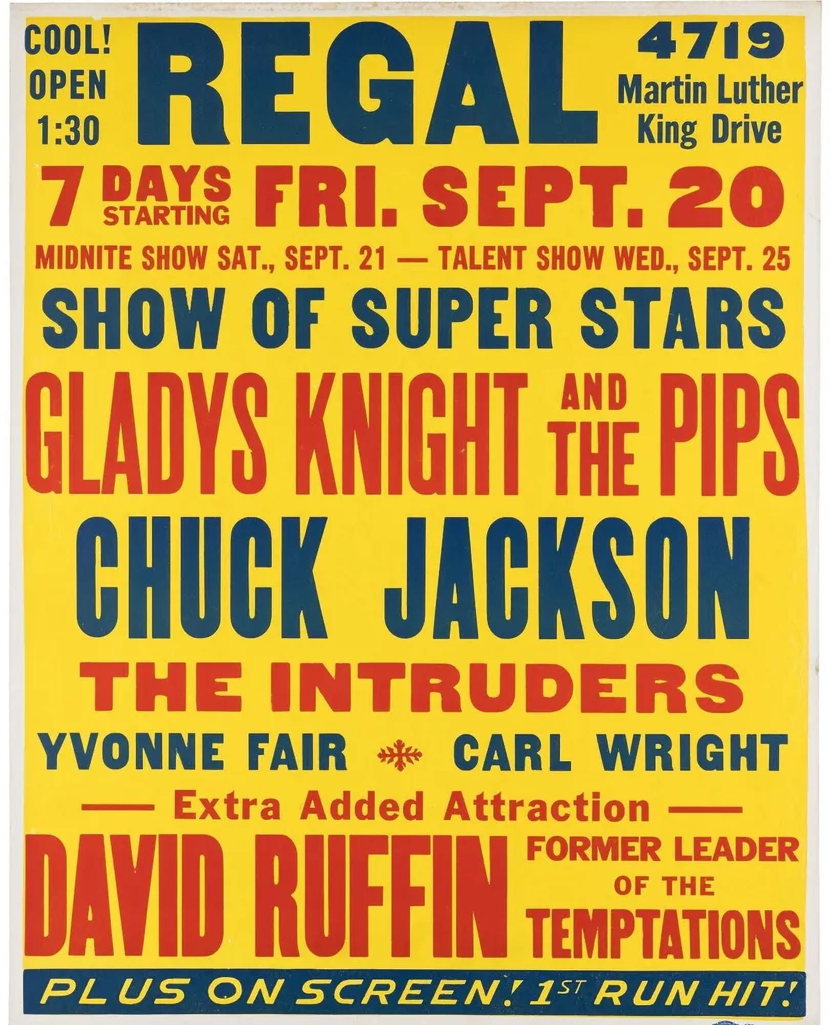 1968 GLADYS KNIGHT AND THE PIPS CONCERT POSTER WALL ART PRINT ES 16 x ...