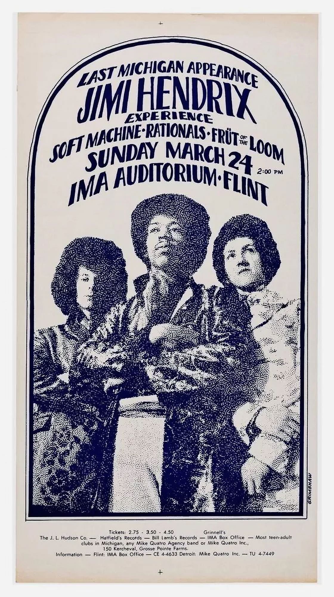 1968 Jimi Hendrix Concert poster Wall Art re -Print from magazine Ad in ...