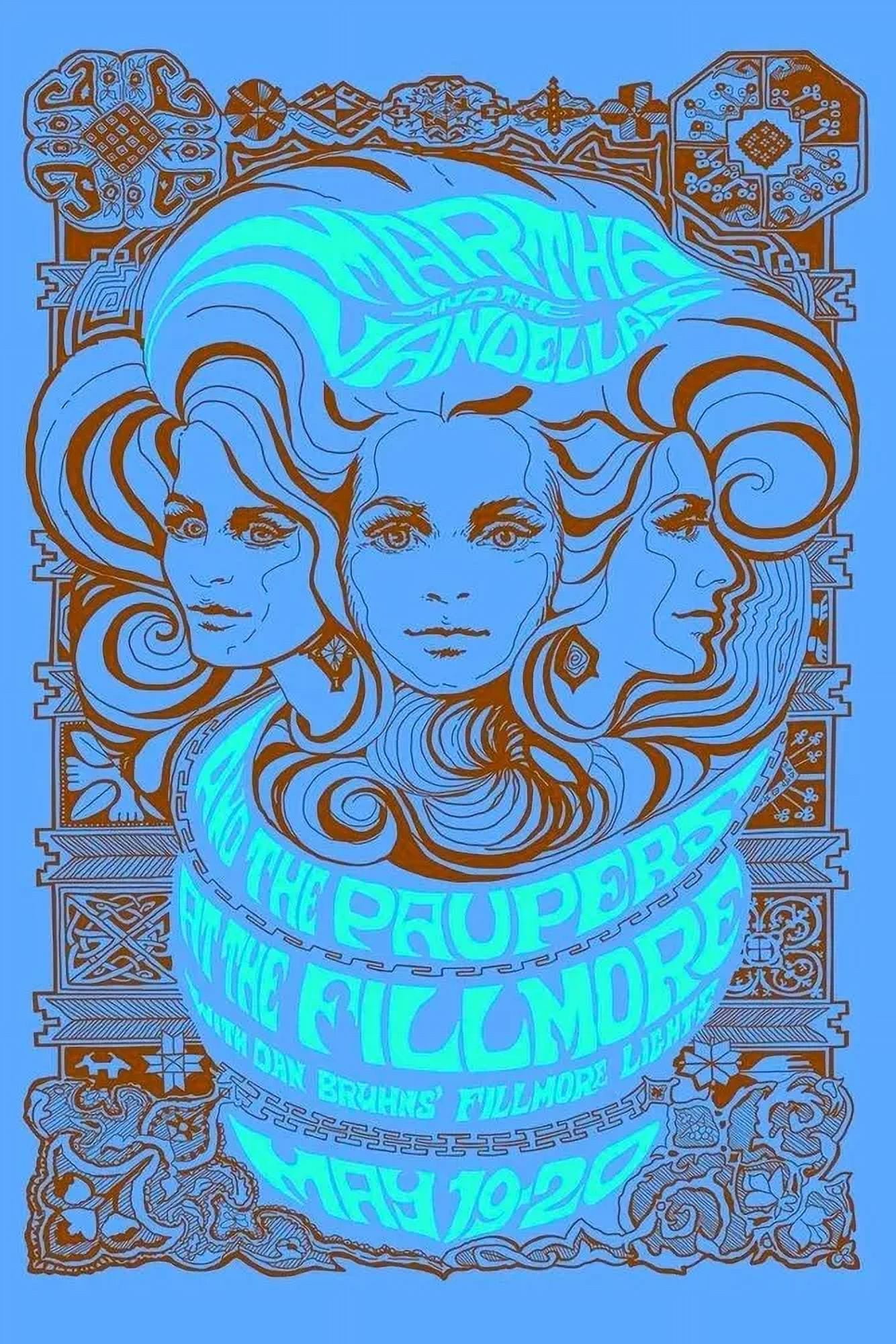 1968 MARTHA AND THE VANDRELLAS CONCERT POSTER WALL ART PRINT ES 16 x 24 ...